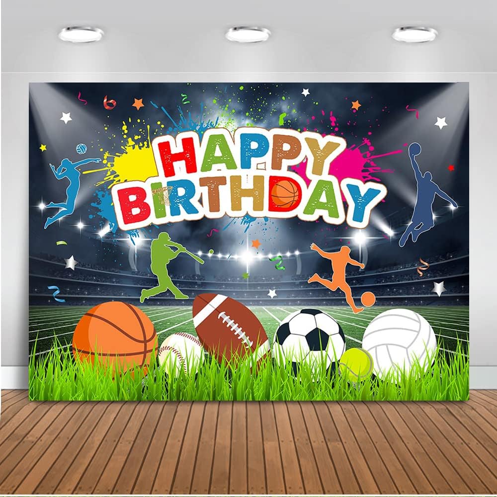 Amazon.com : Mocsicka Sport Balls Theme Birthday Backdrop Basketball ...