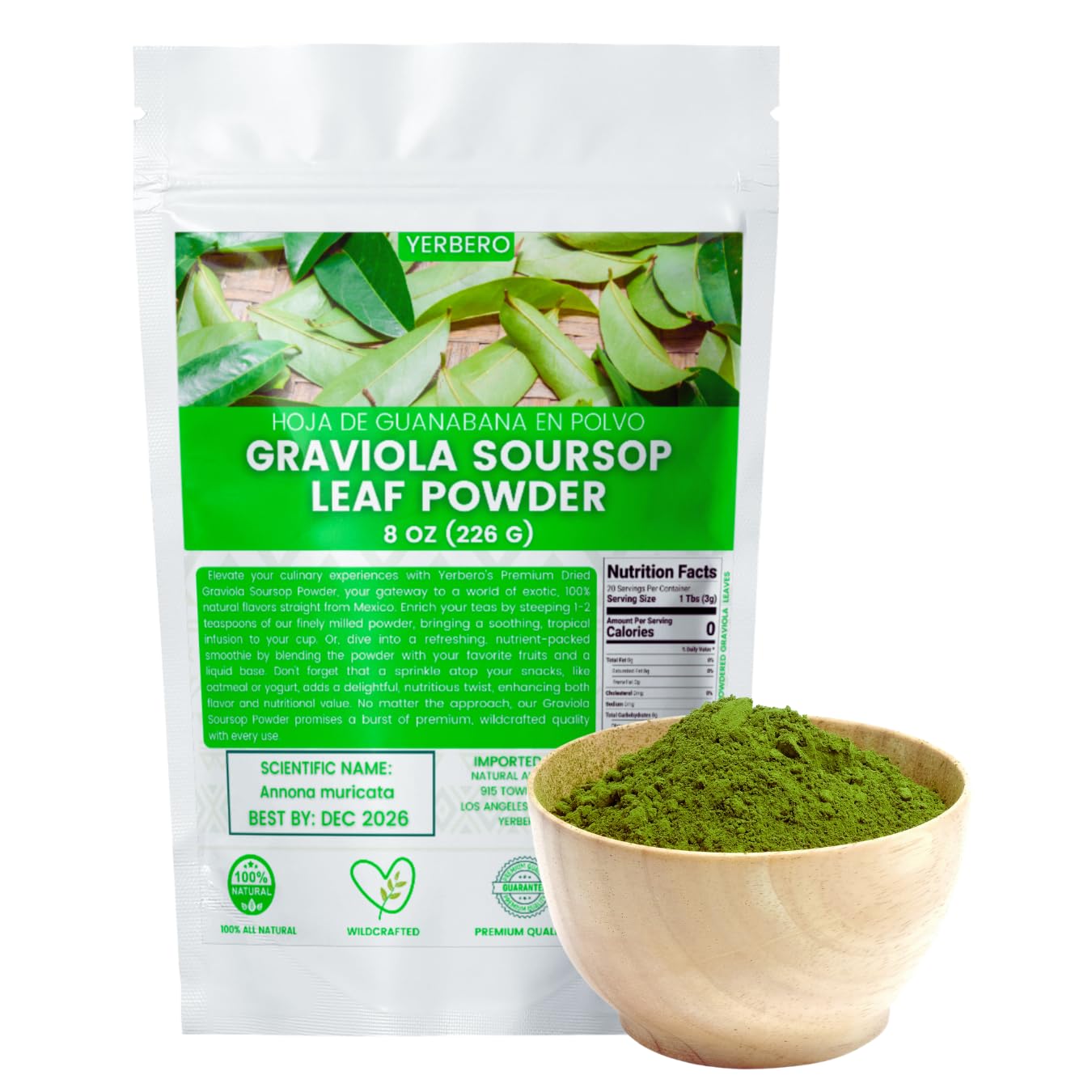 Amazon.com : Yerbero - Whole Premium Dried Graviola Soursop Powder 8oz ...