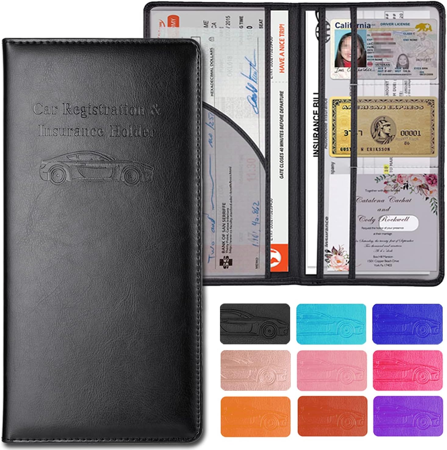Amazon.com: TILDOSAC Leather Car Registration and Insurance Card Holder ...