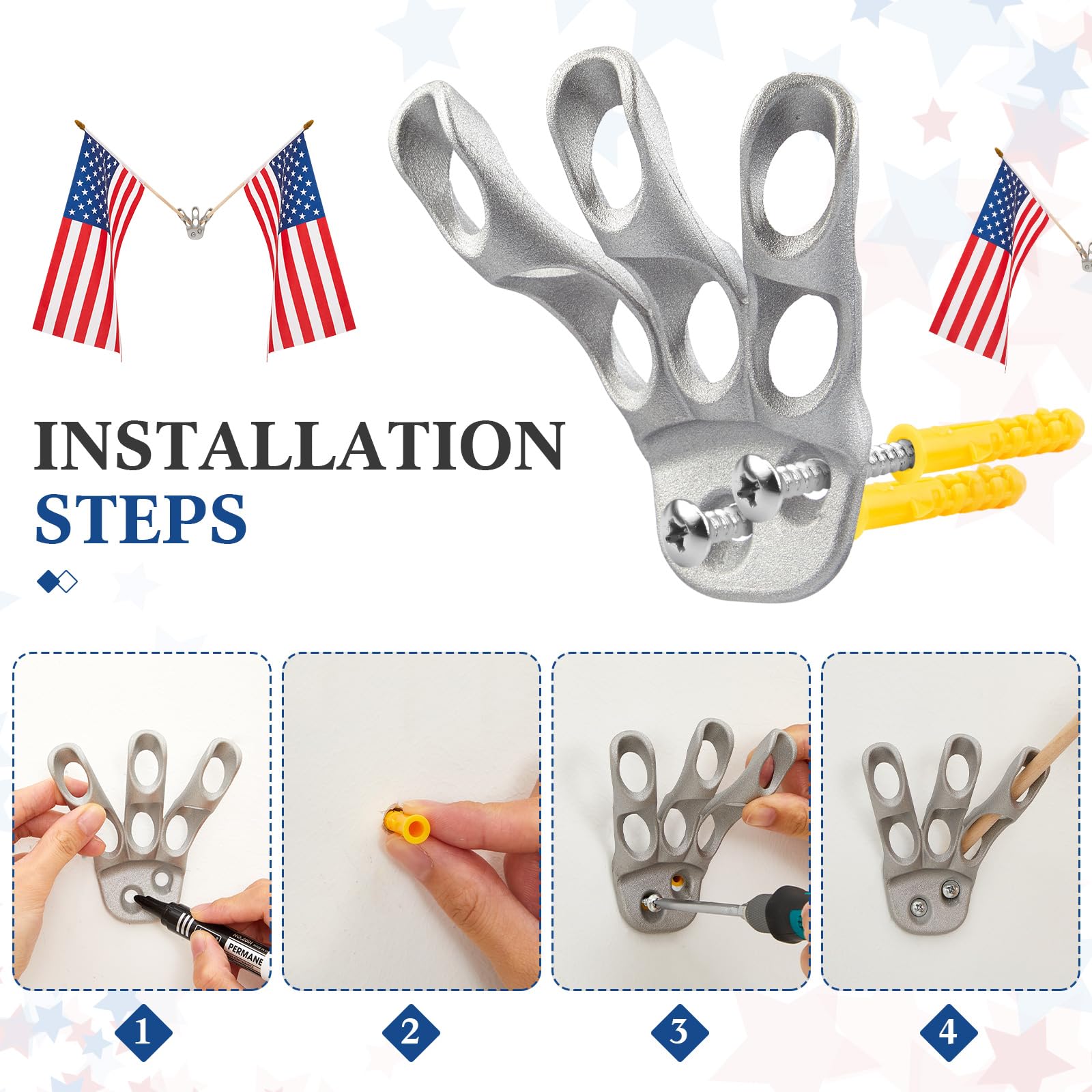 Snapklik.com : 2 Pcs 3 Hole Flag Holders Small Flag Holders Bracket For ...