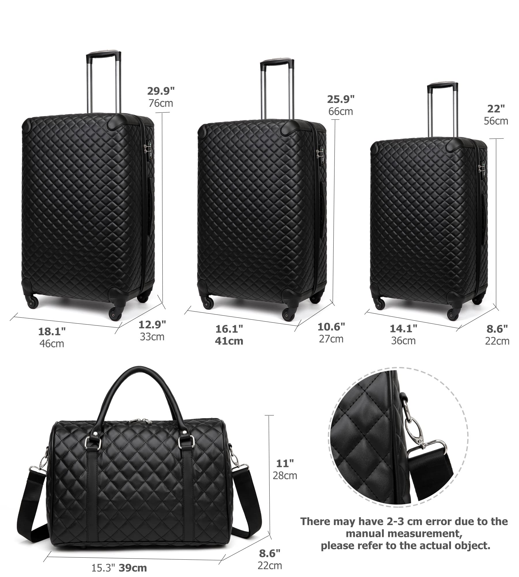 Snapklik.com : Feilario Plaid PU Leather Softshell Luggage Set - 4 ...