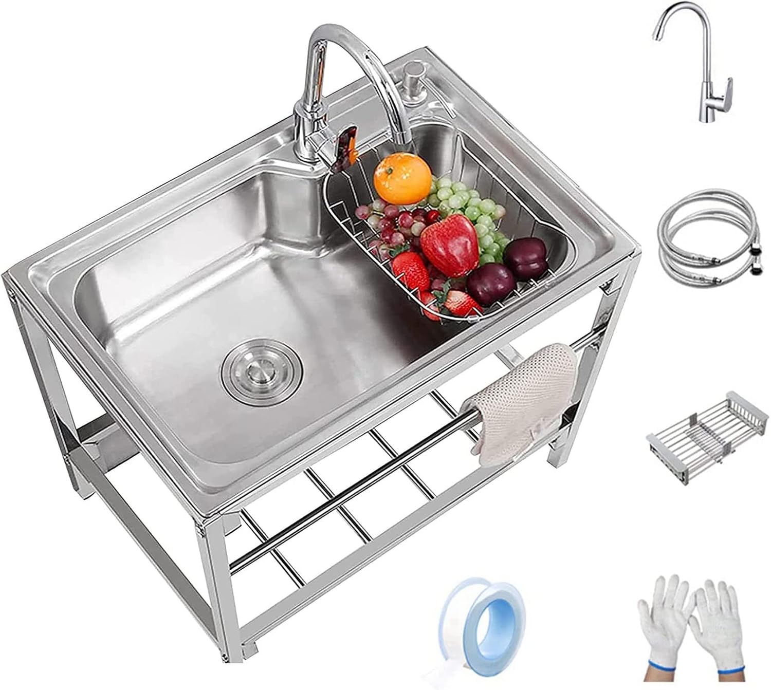 Amazon.com: Kitchen Utility Washing Hand Basin, Stainless-Steel ...