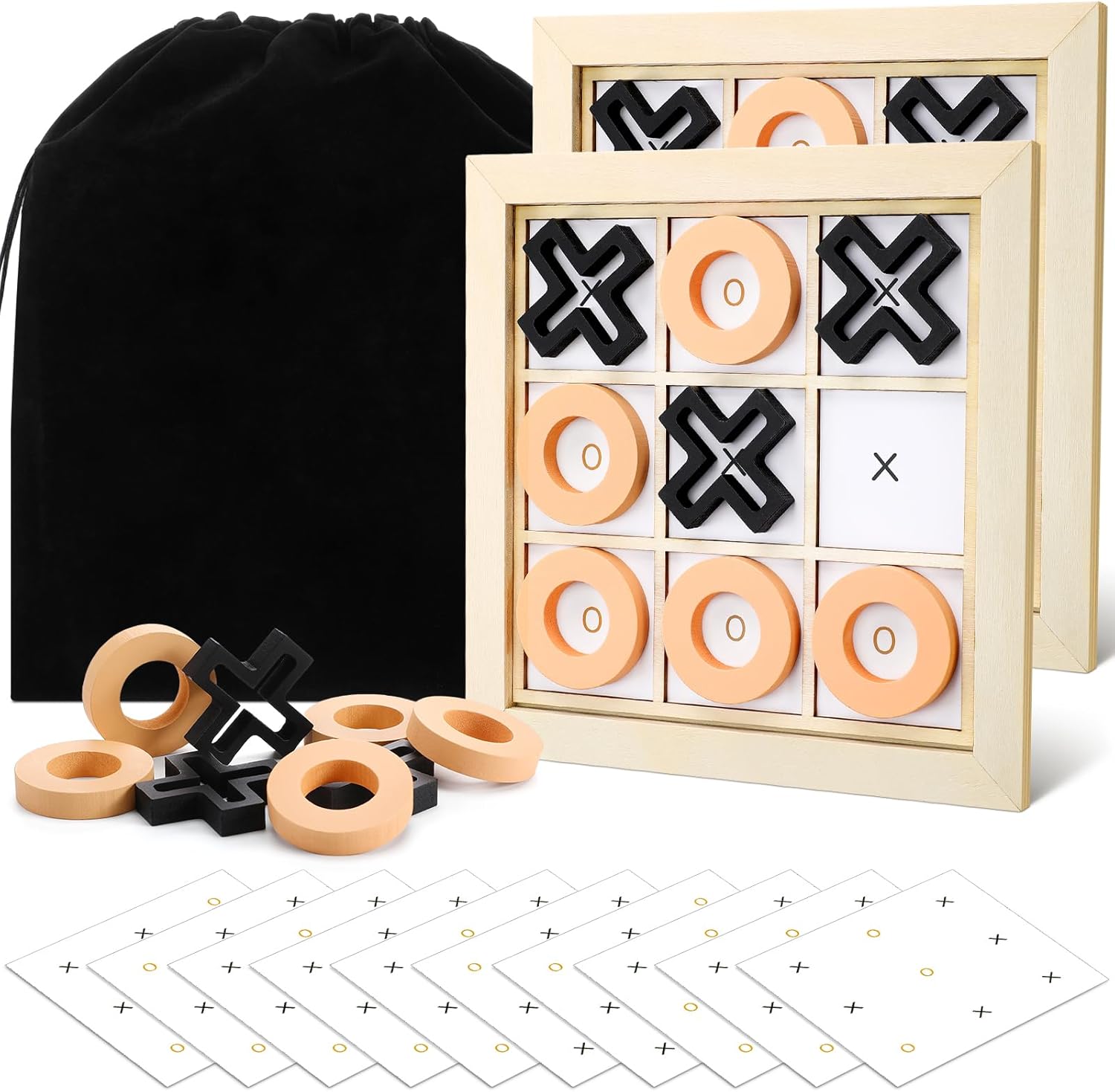Amazon.com: Outus 2 Pack Wooden Tic TAac Toe Game Tabletop Dementia ...