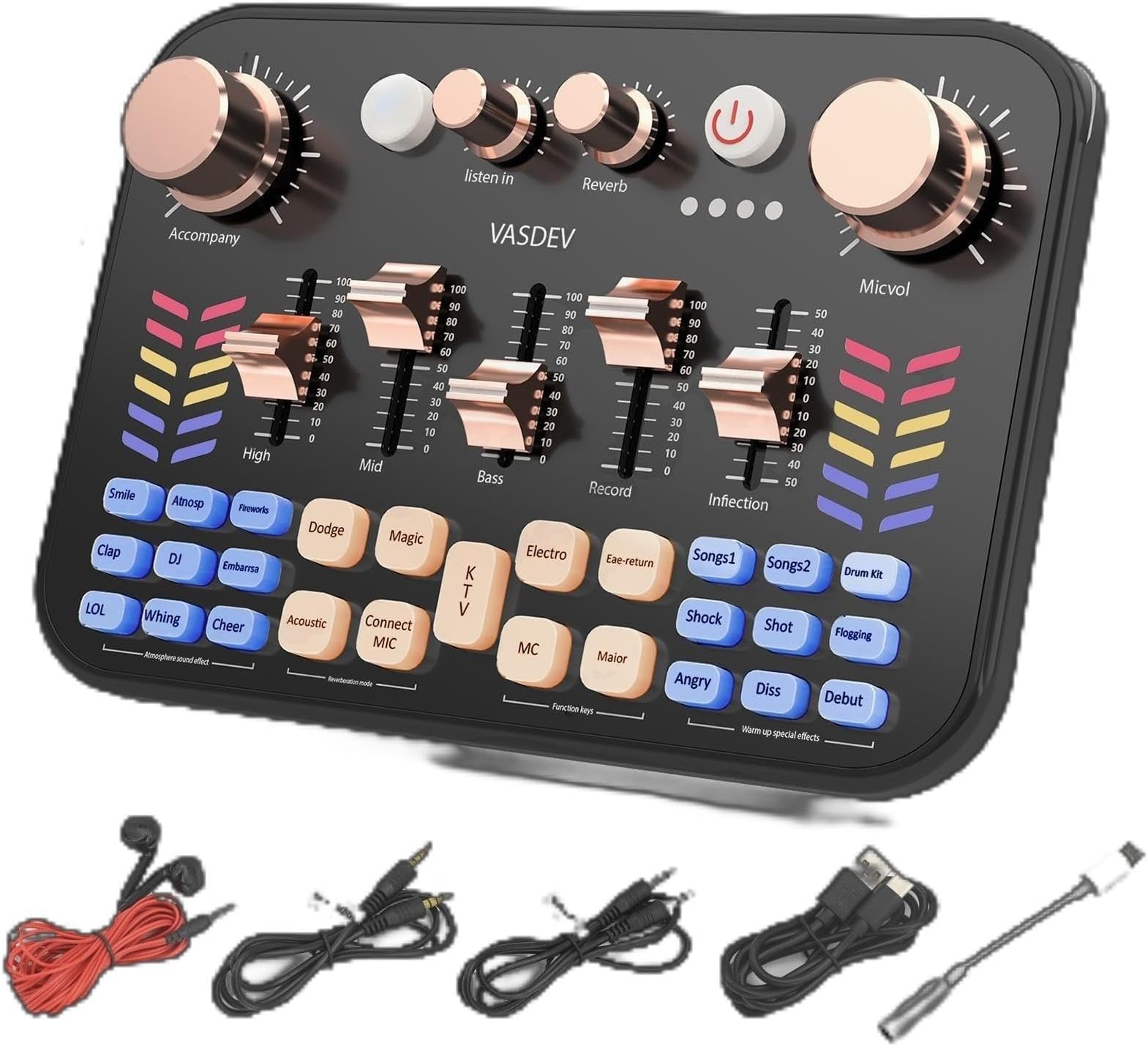 Amazon.com: VASDEV Podcast Soundboard Equipment Bundle With Bluetooth ...