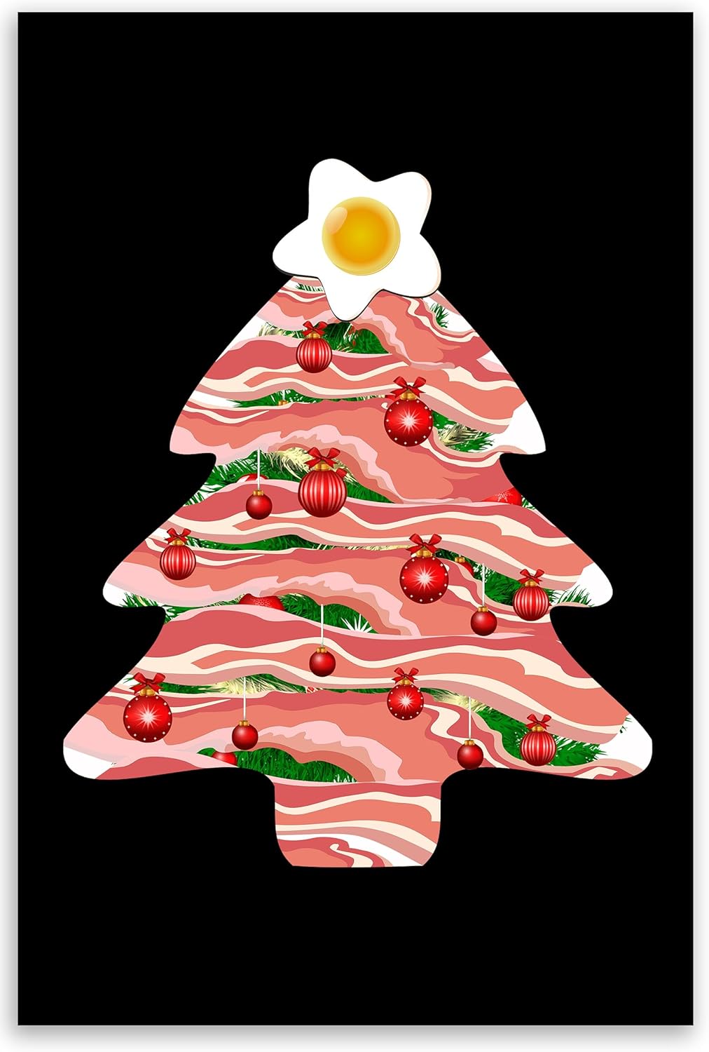 Amazon.com: Bacon Tree Wall Poster Funny Bacon Christmas Tree Egg Lover ...