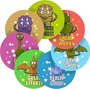 Dinosaur Reward Sticker Labels Children Parent Teacher Kid Party School ...