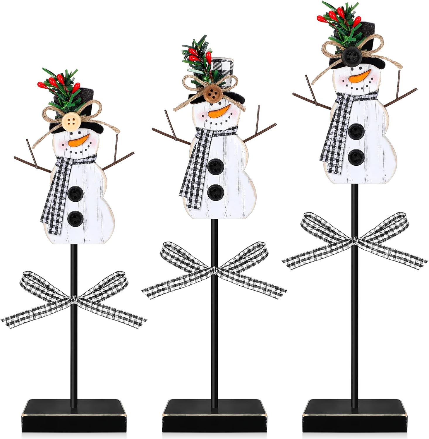 Amazon.com: Geetery 3 Pcs Winter Snowman Table Decor Winter Snowman ...