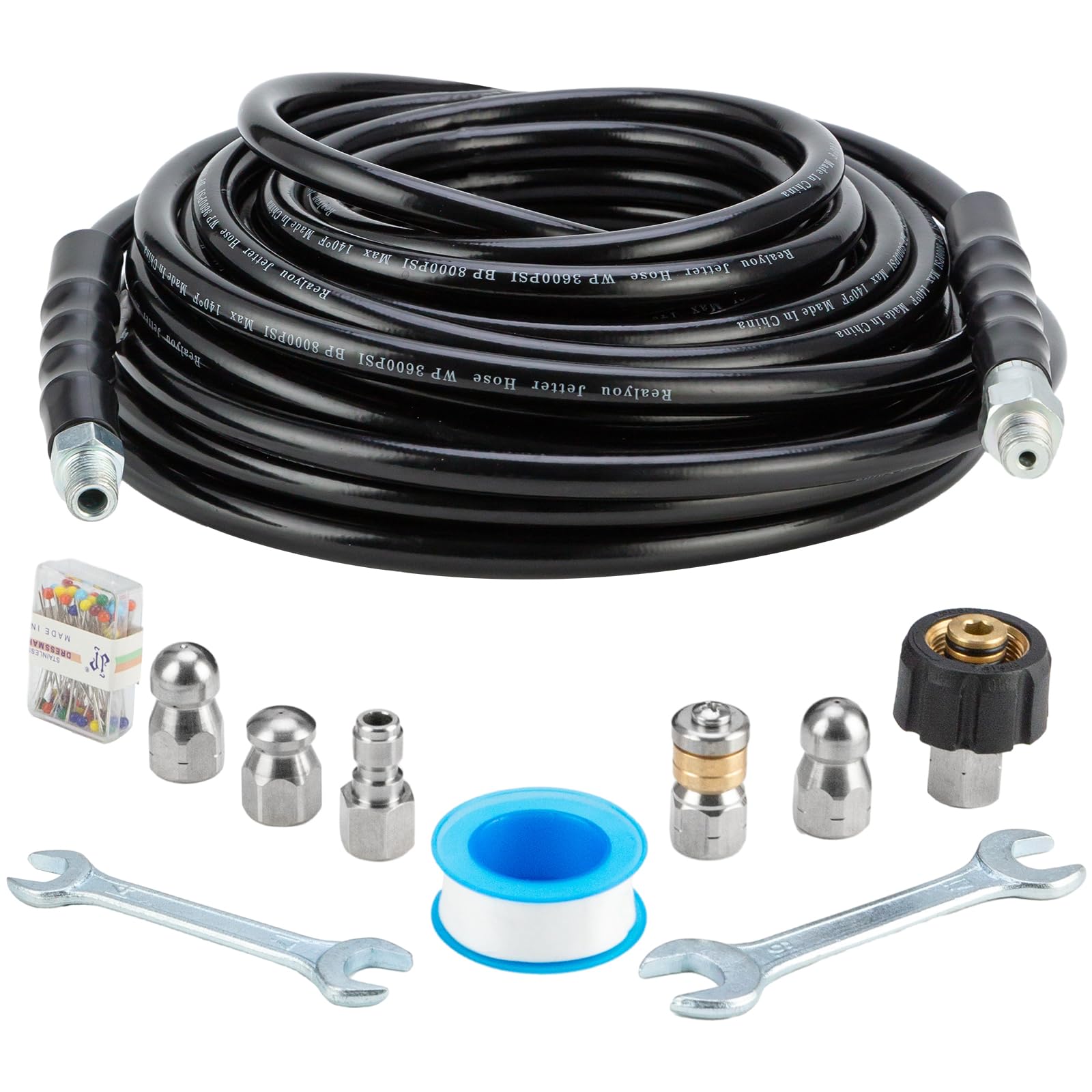 Amazon.com: Sewer Jetter Kit 50FT for Pressure Washer, Pressure Washer ...