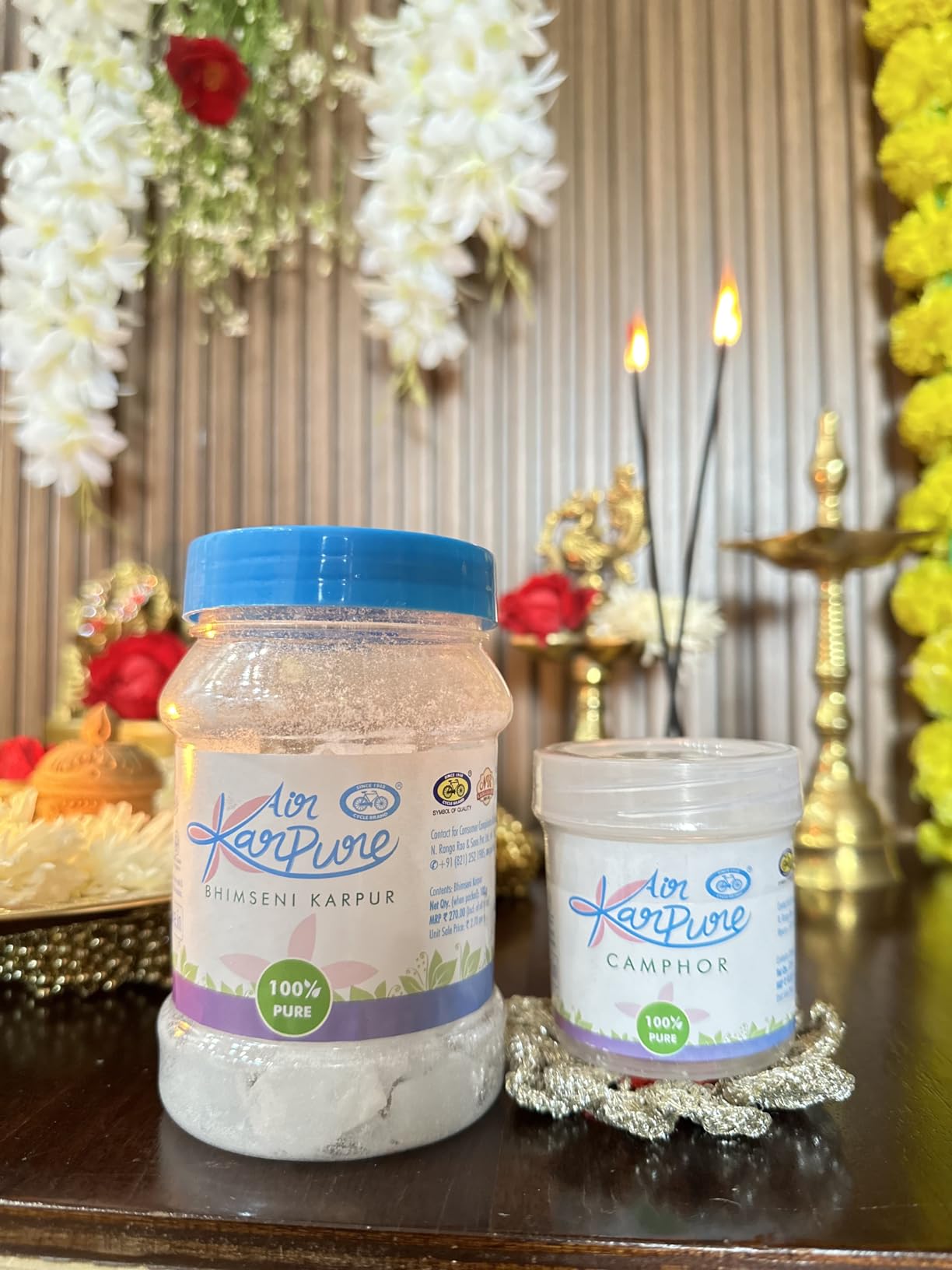Cycle Karpure Bhimseni Karpur (100Gm) + Camphor Pet Jar (52 Nos.) 100% ...