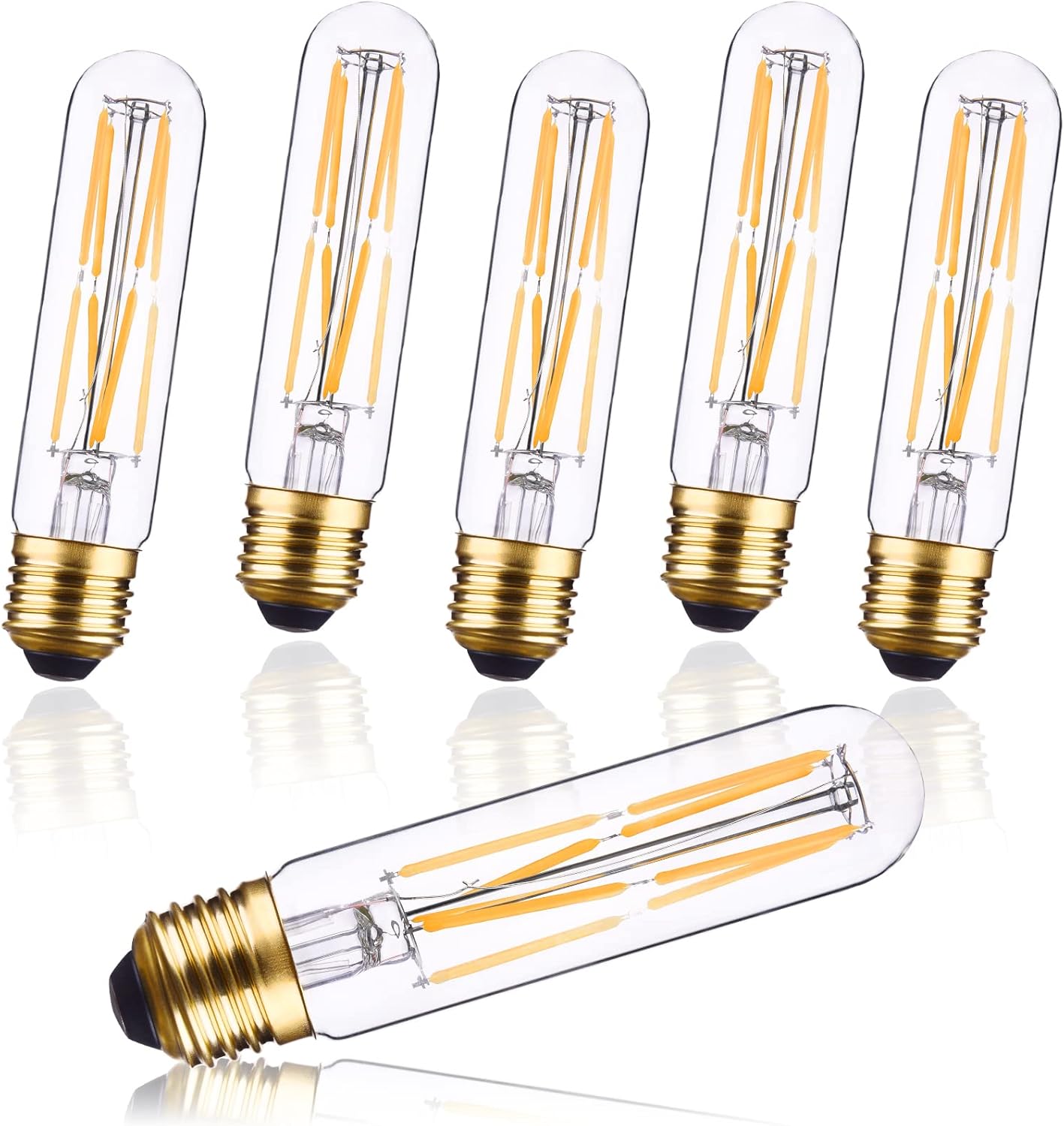 CREATE BRIGHT T10 LED Tubular Light Bulbs E26 Dimmable Warm White 2700K 8W Classic Edison Bulbs ...