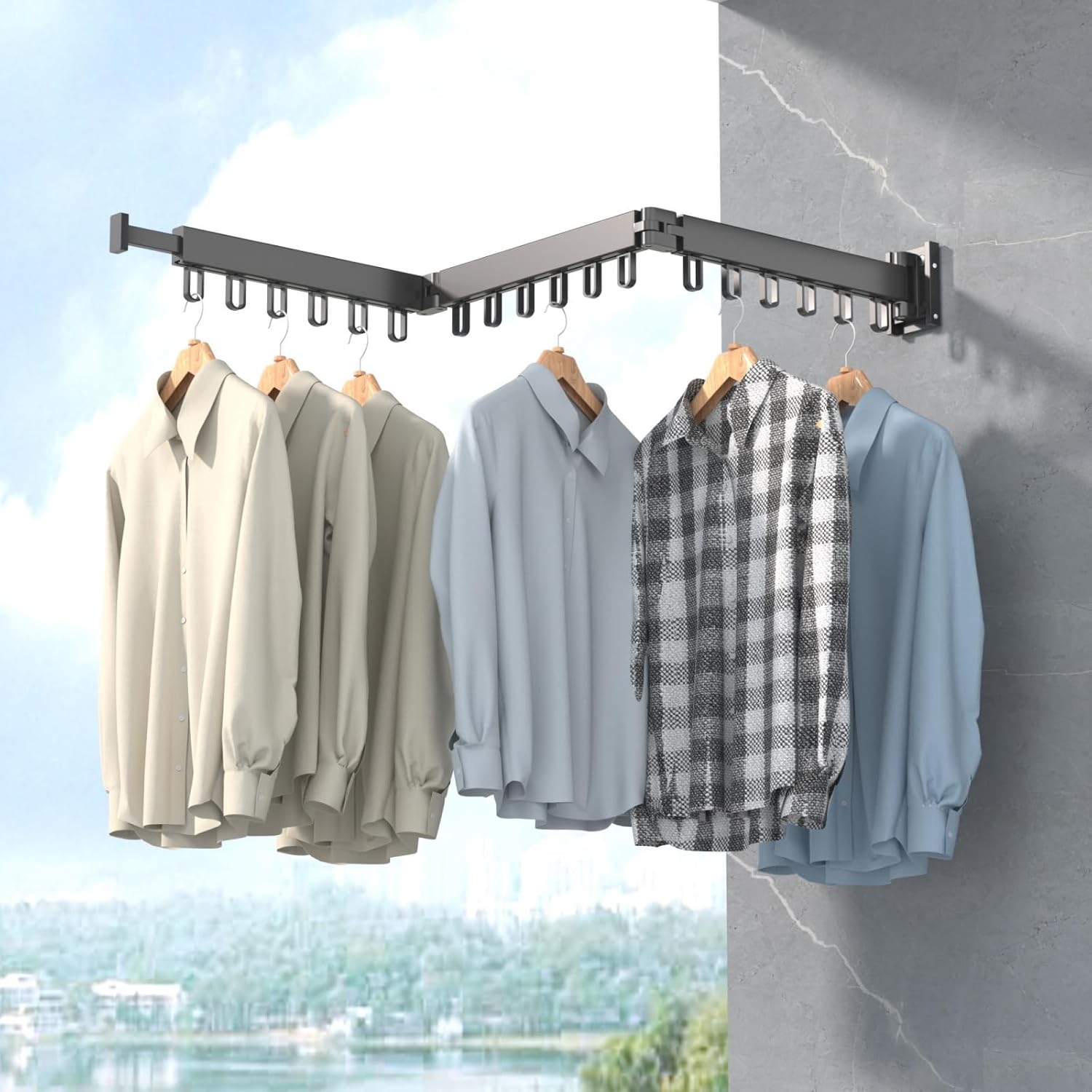 Amazon.com: ASDMD Tri Folding Clothing Rack with Extended Arm, Wall ...