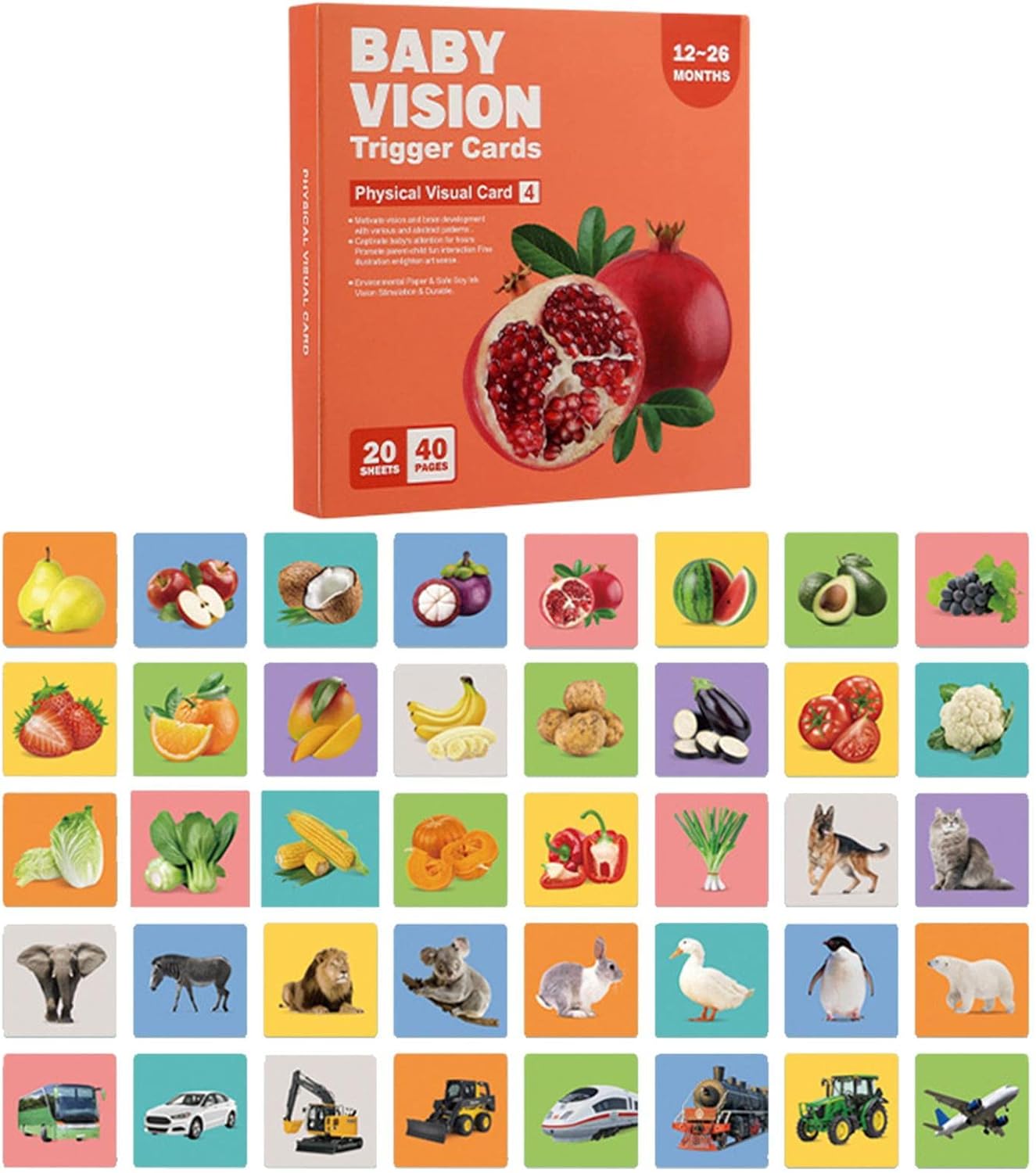 Tarjetas de estimulación visual, 20 tarjetas educativas para bebés en ...