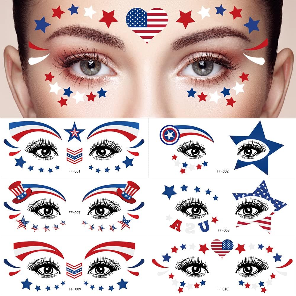 Amazon.com : 4th of July Temporary Tattoos Stickers Independence Day ...