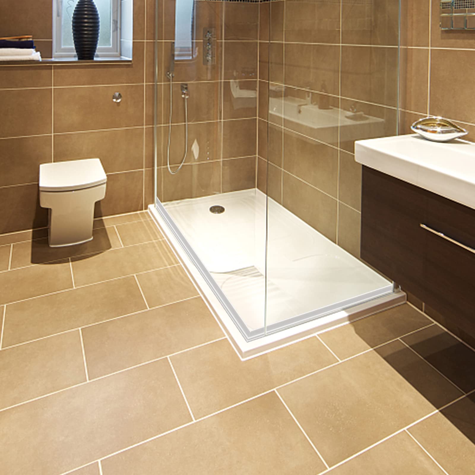 Snapklik.com : 39Inches Shower Threshold Water Dam Collapsible Self ...