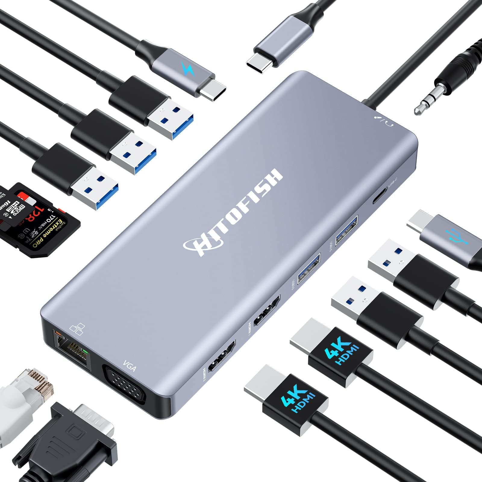 Amazon.com: USB C Laptop Docking Station, 15-in-1 Dock with 4K Triple ...