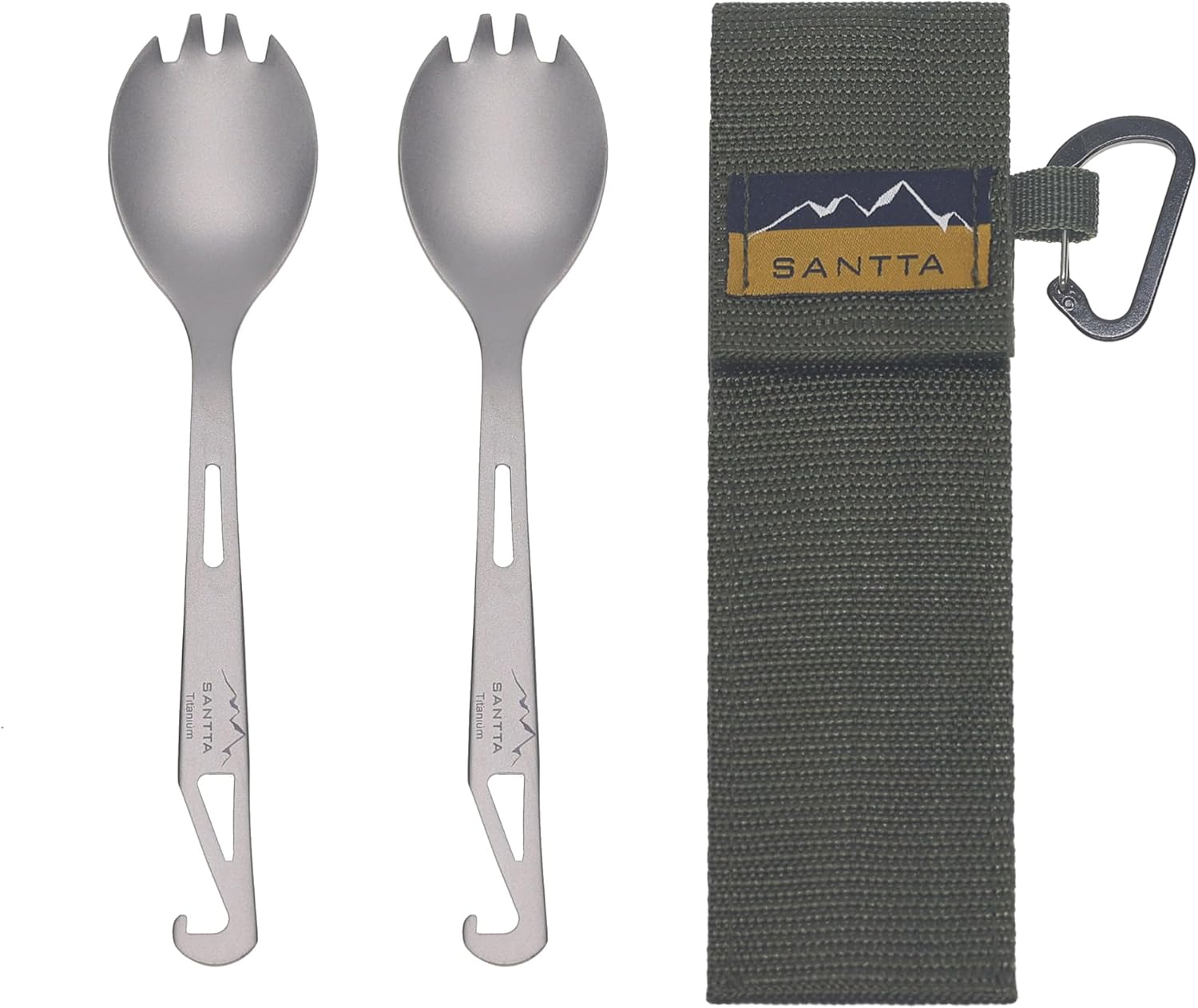 Amazon.com: SANTTA Titanium Camping Spork Set of 2 Piece, Spoon Fork ...