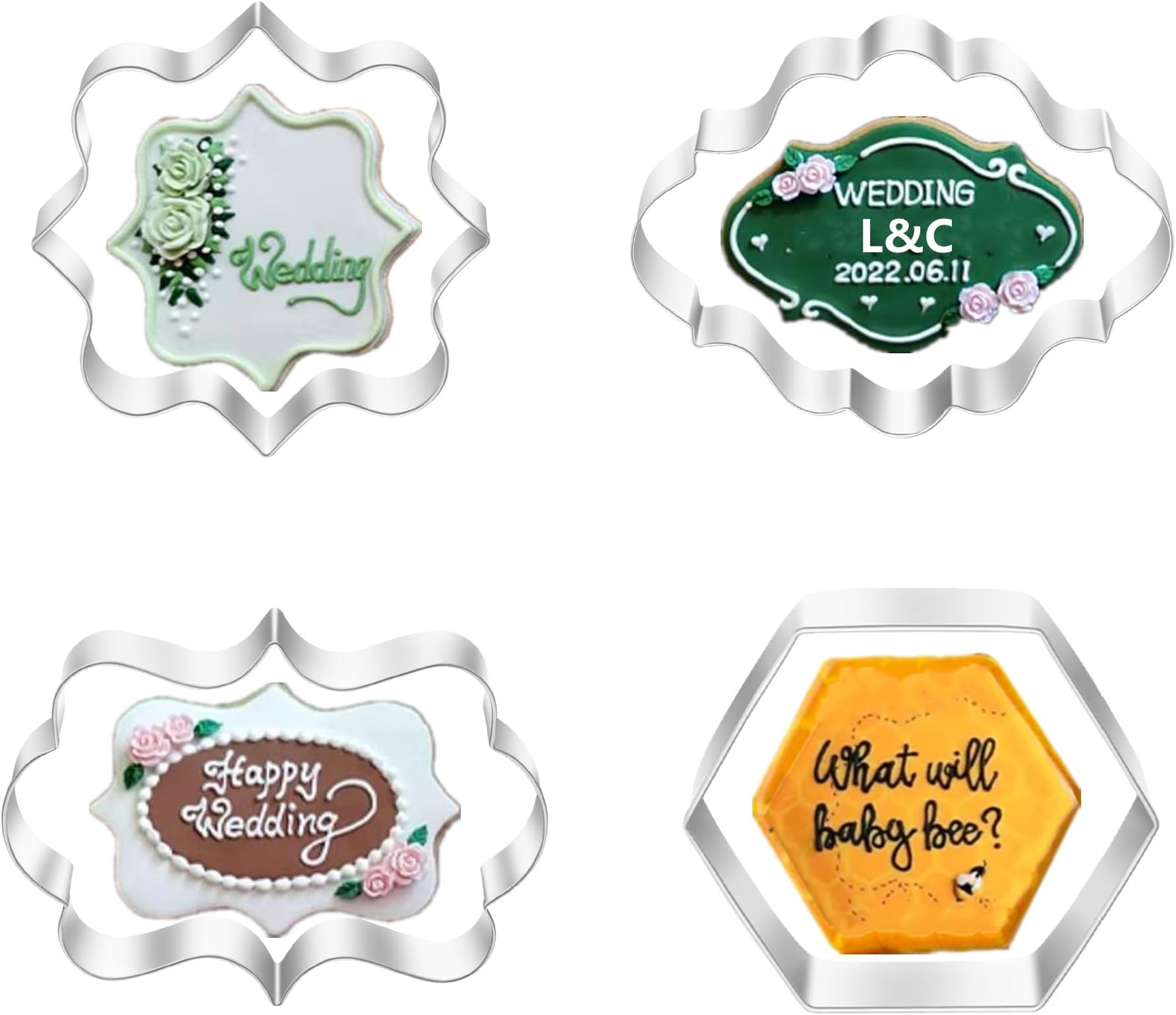 Amazon.com: Plaque Frame Cookie Cutter 4Pcs/Set, Stainless Steel Pastry ...