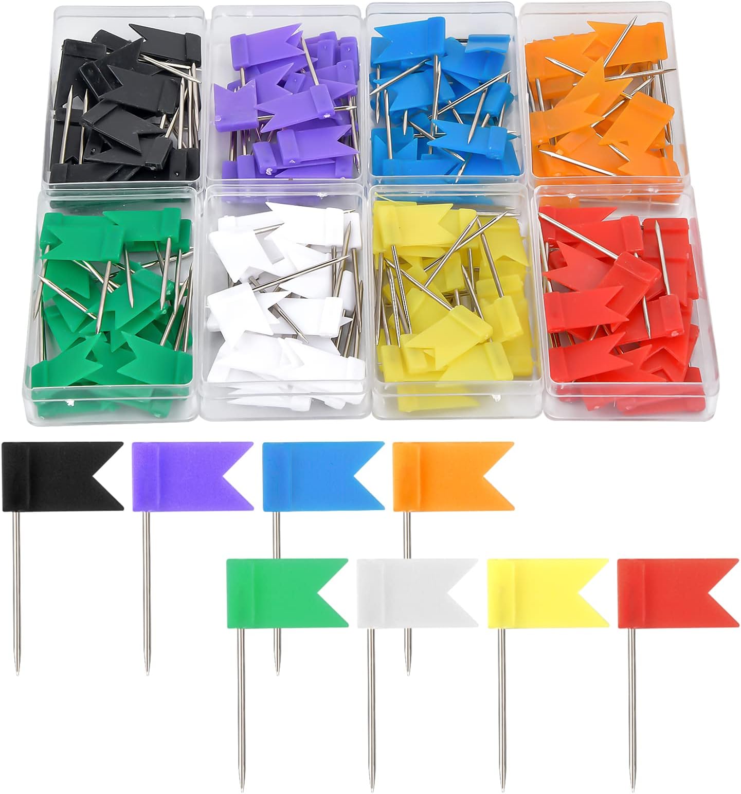 QWORK® 160 Pcs Multicolored Map Pins, Flag Push Pins Map Tacks with ...