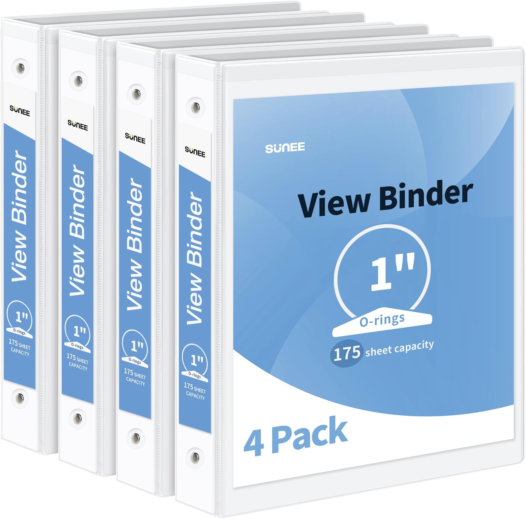 Amazon.com : SUNEE 3 Ring Binder 1 Inch 4 Pack, Clear View Three Ring ...