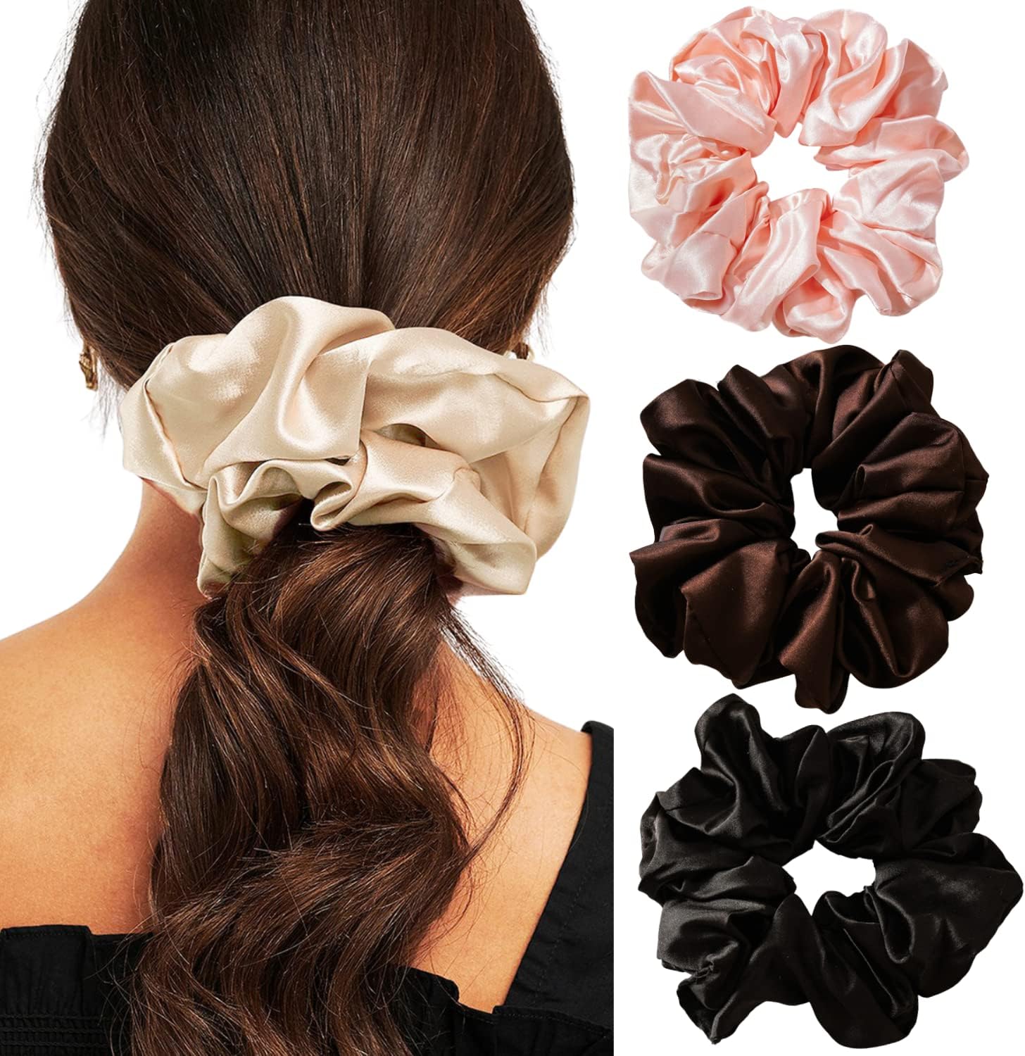 Amazon.com : Large Satin Scrunchies Oversized Scrunchies Jumbo ...