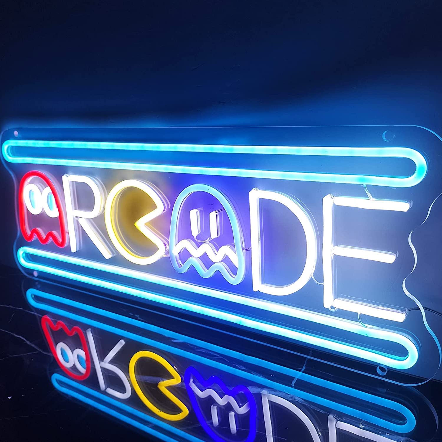 Large Arcade Neon Sign, Retro Game Ghost Arcade LED Neon Light Sign ...