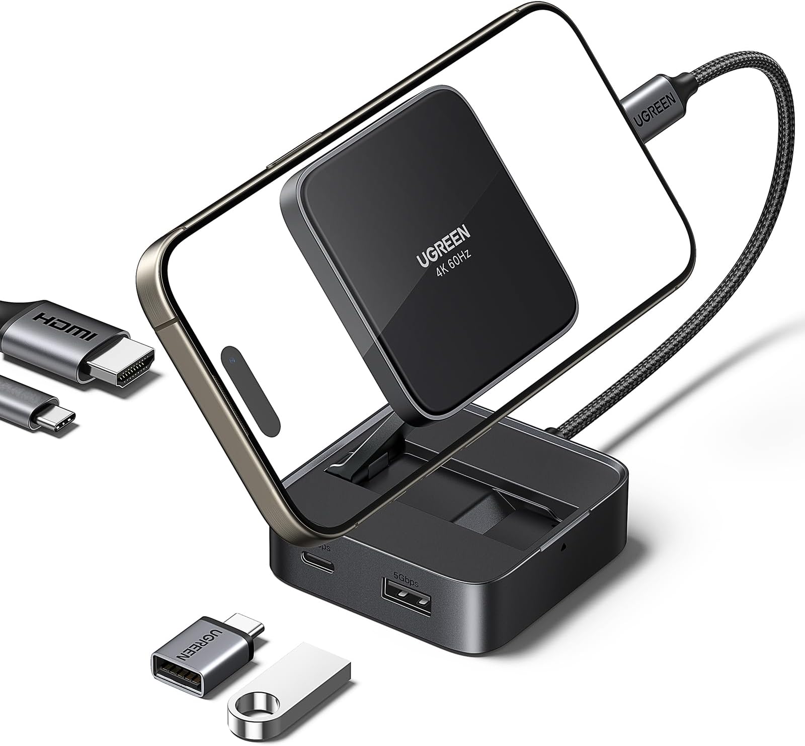 Amazon.co.jp: UGREEN USB C ハブ 4-in-1 磁気USB-C HDMI アダプター 4K@60Hz 折りたたみ式 ...