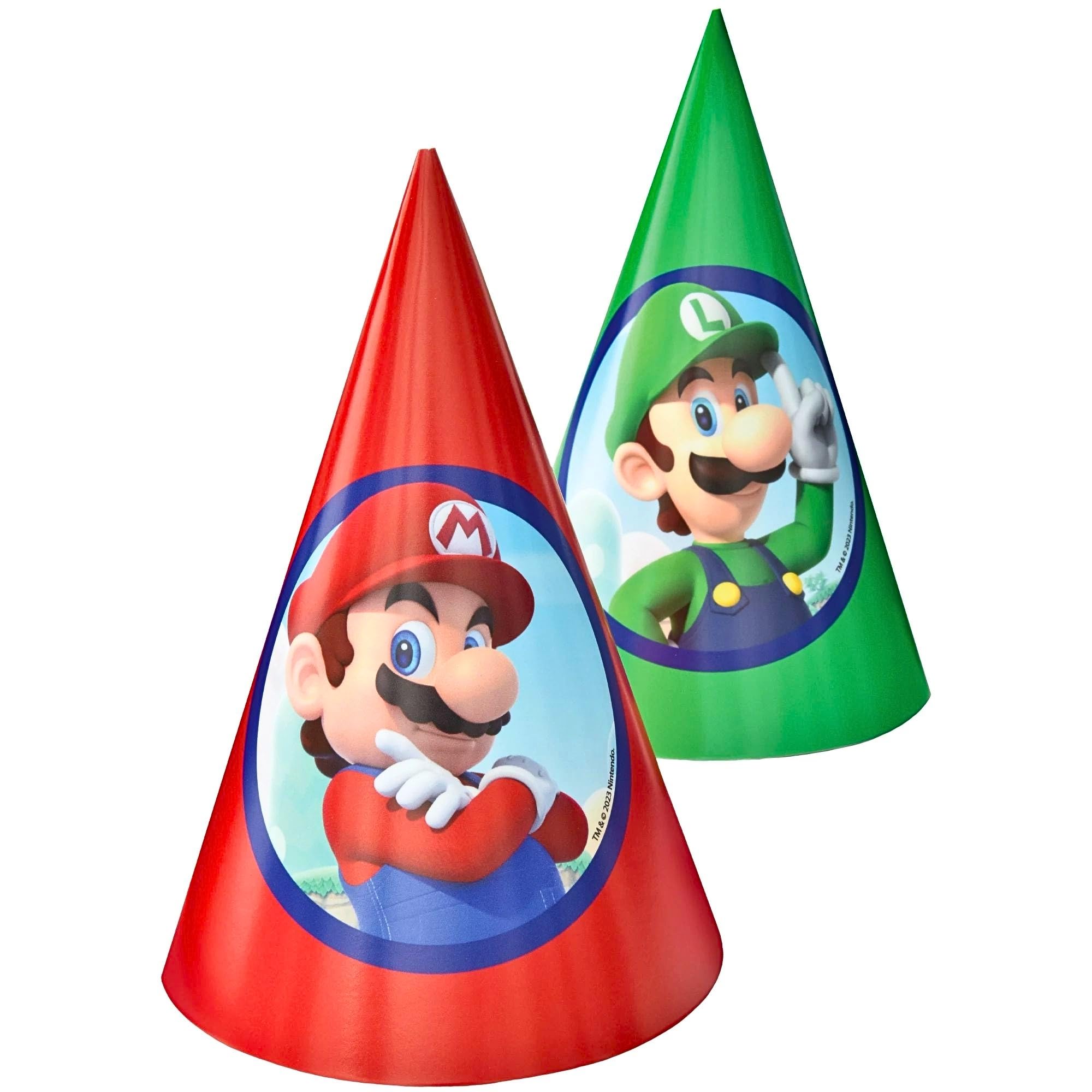 Amazon.com: Vibrant Red & Green Super Mario Brothers Paper Cone Hats ...