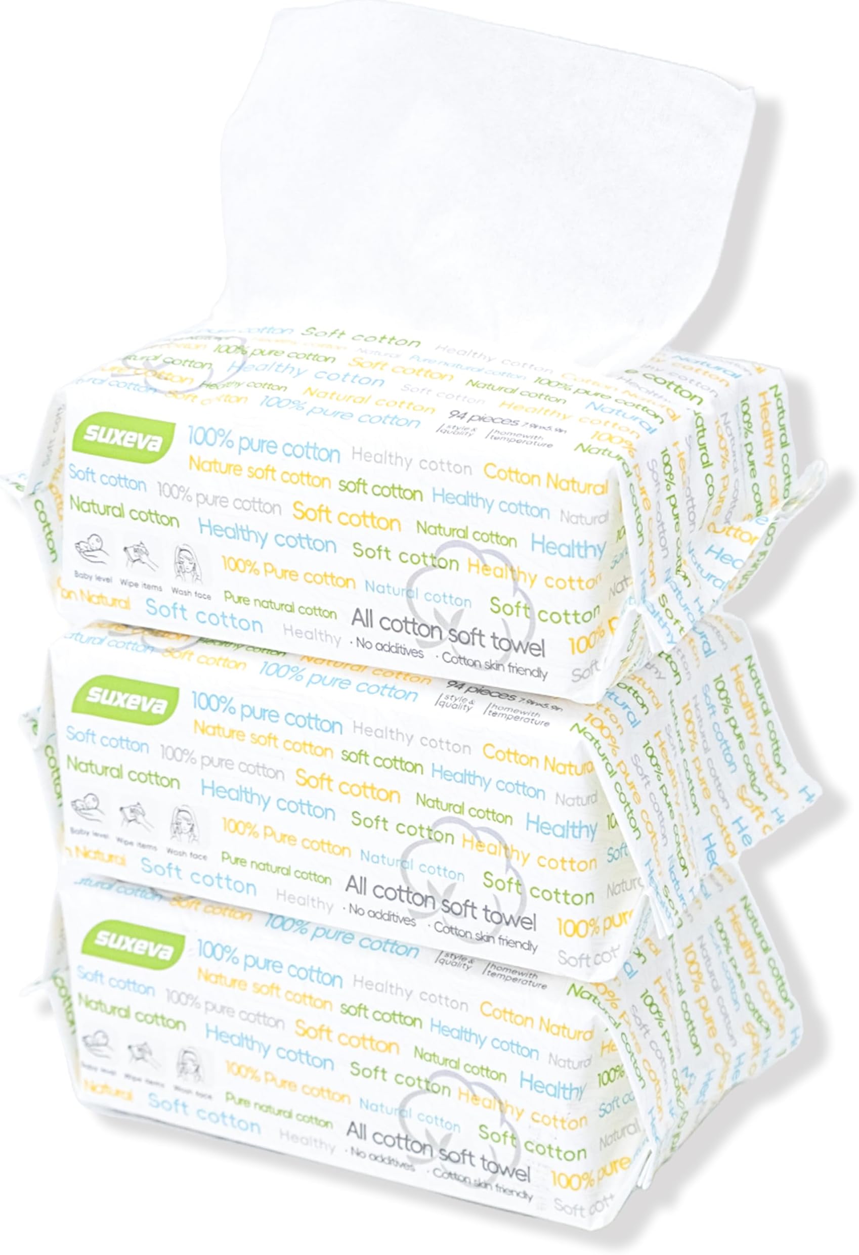Amazon.com: Suxeva 100% Pure Cotton Facial Tissues - 282 Sheets (3 ...