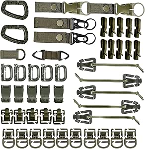 48 Pcs Molle Backpack Attachments Set,Tactical Gear Clip Kit (Include D ...