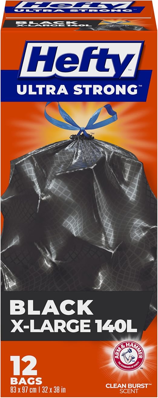 Hefty® Garbage Bags, Ultra Strong Extra Large 140 Litres Black ...