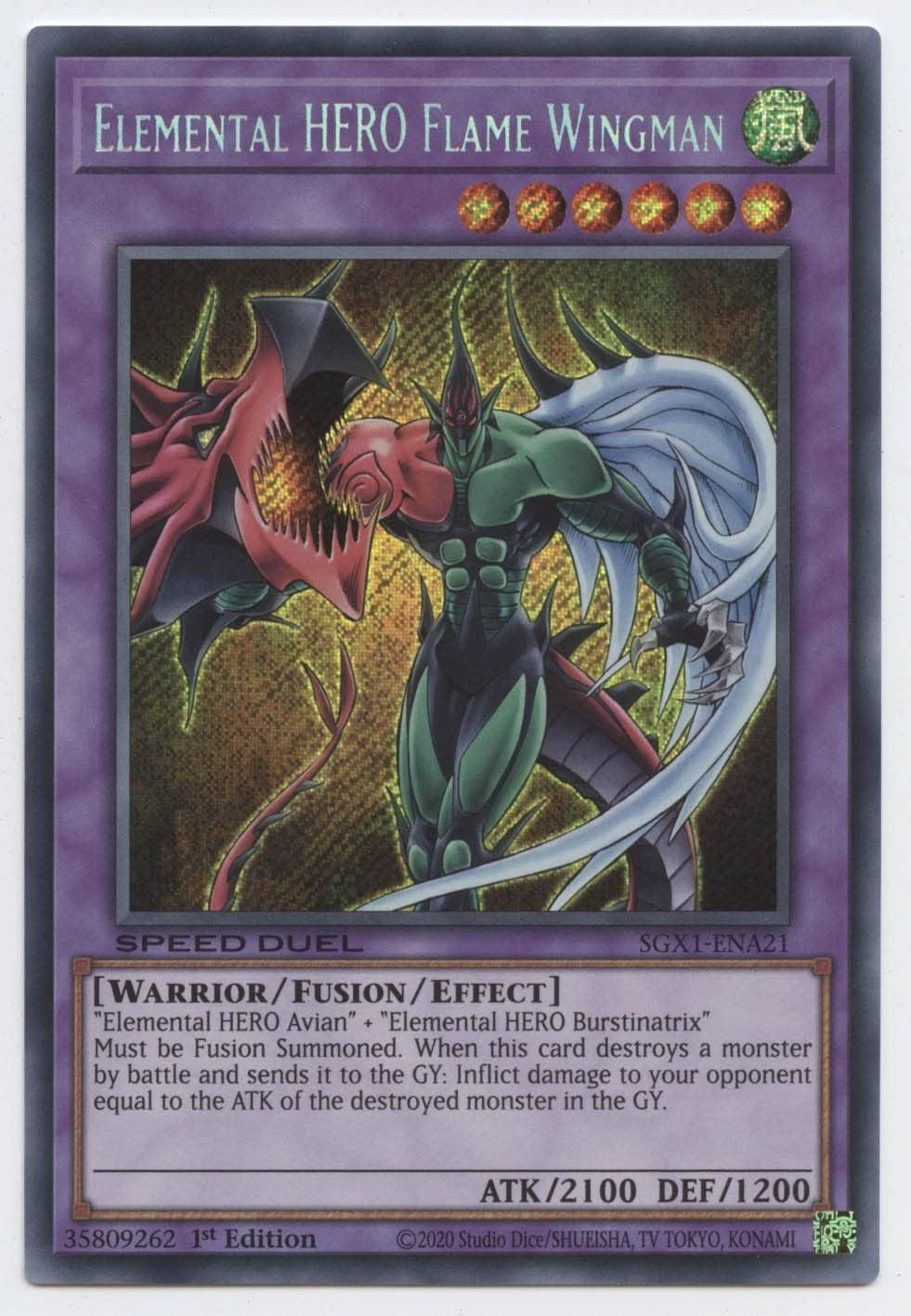 Amazon.com: Yu-Gi-Oh! Elemental Hero Flame Wingman - SGX1-ENA21 ...