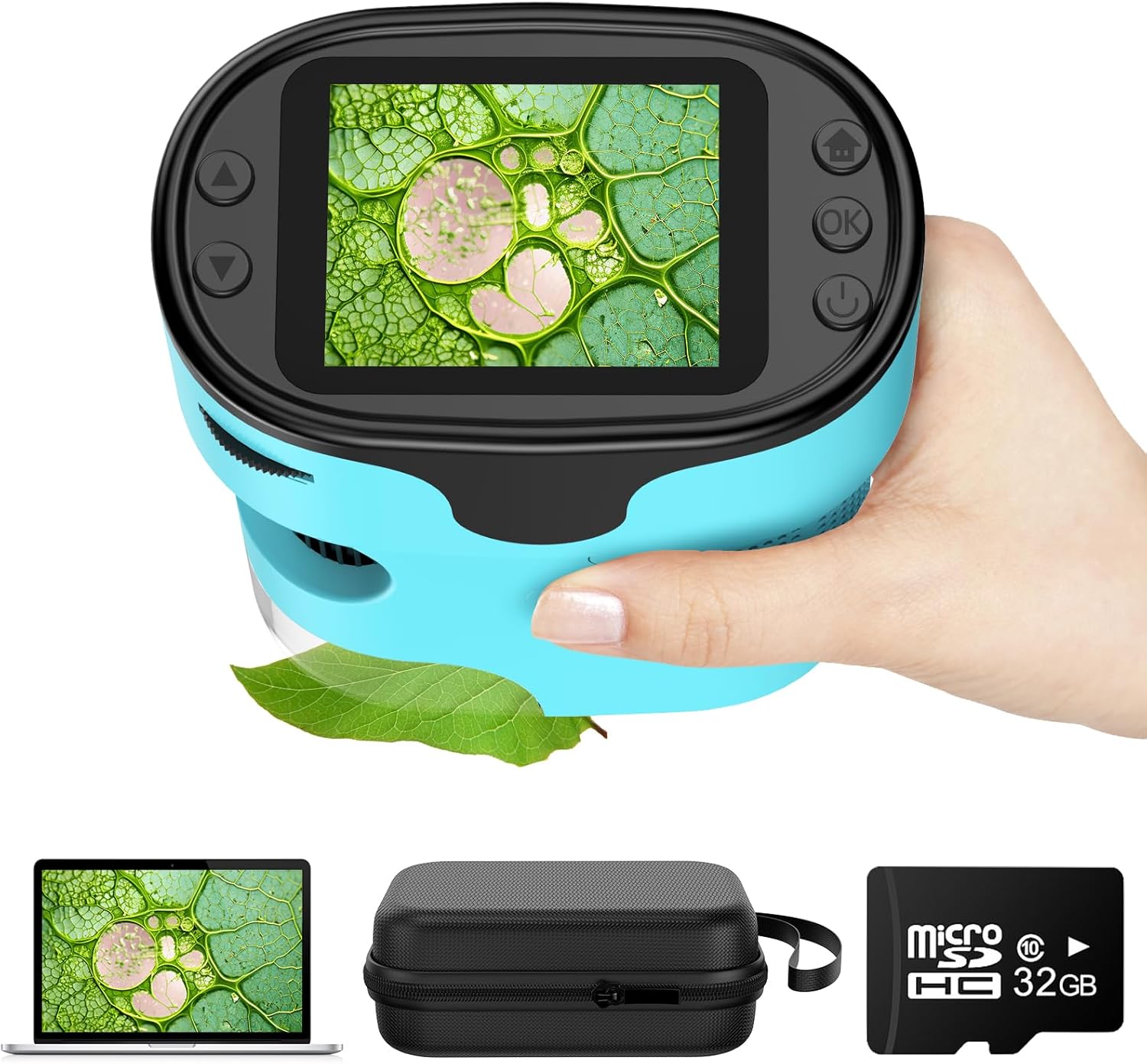 1000X Pocket Microscope for Kids - 4K 2.0" Screen, Digital Mini Scope ...