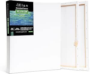 Elan Stretched Canvases 45x60 CM, 6-Pack A2 Canvas for Painting 280 GSM ...