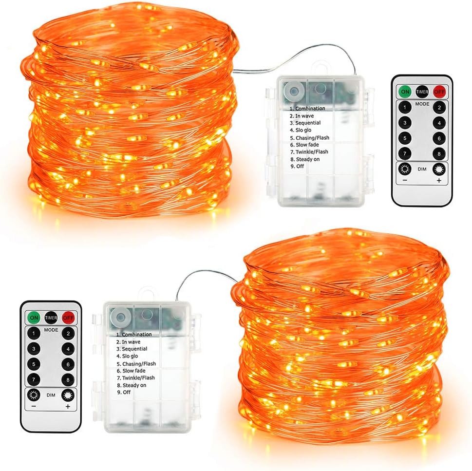 Amazon.com: BrizLabs Orange Fairy Lights, 19.47ft 60 LED Orange String ...