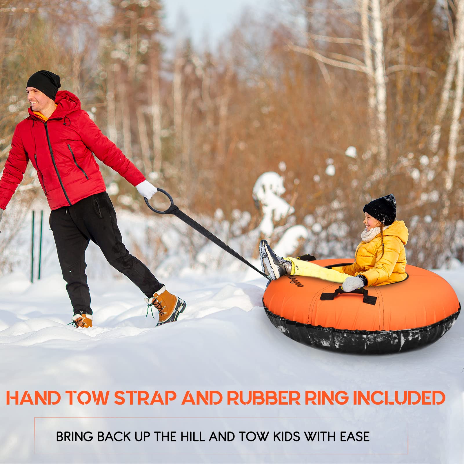 Meagoo Heavy Duty Snow Tube, Inflatable Durable 40" Snow Sled Tube with ...