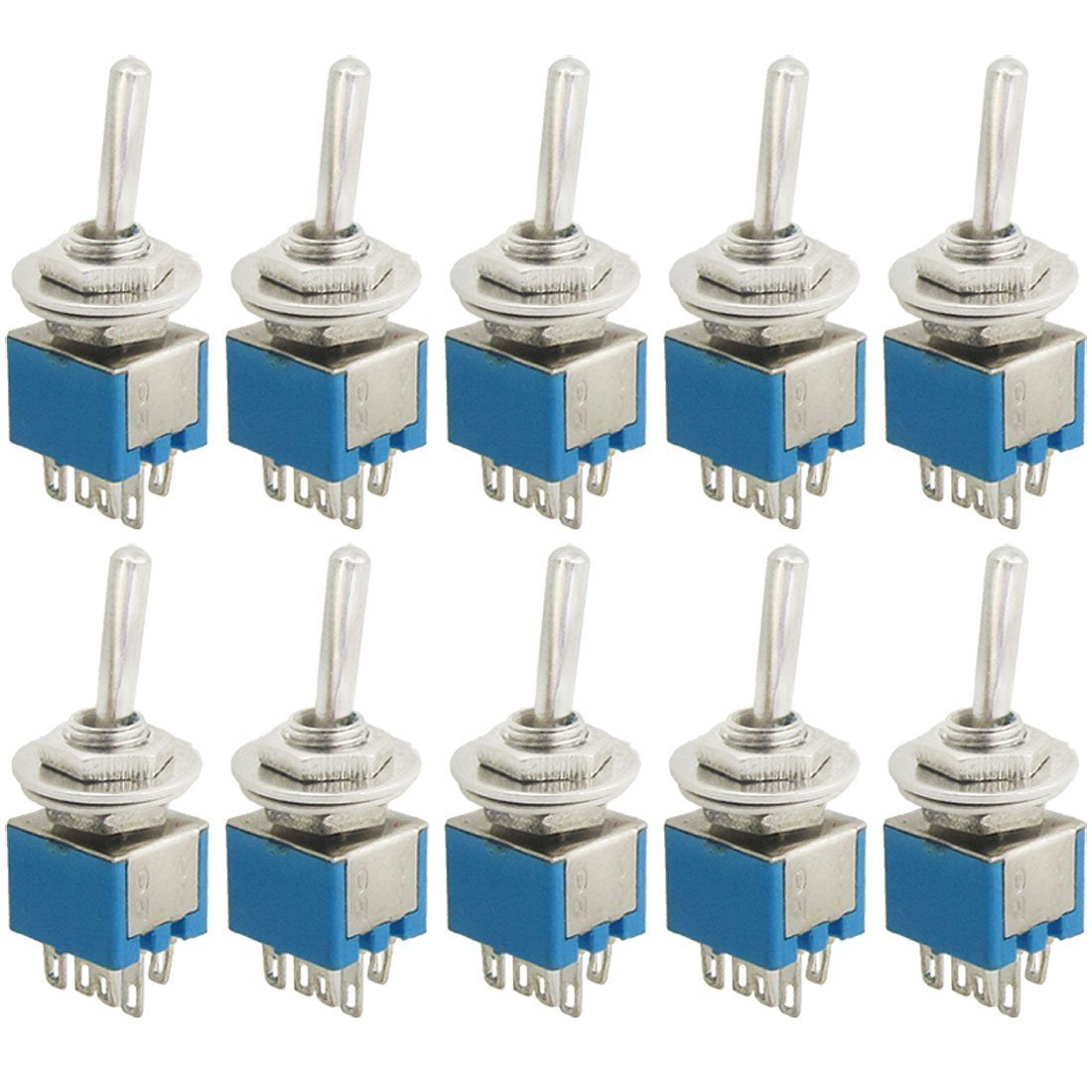 Baomain 10 Pcs AC 125V 3A ON/ON 2 Position 2P2T DPDT Toggle Switch ...