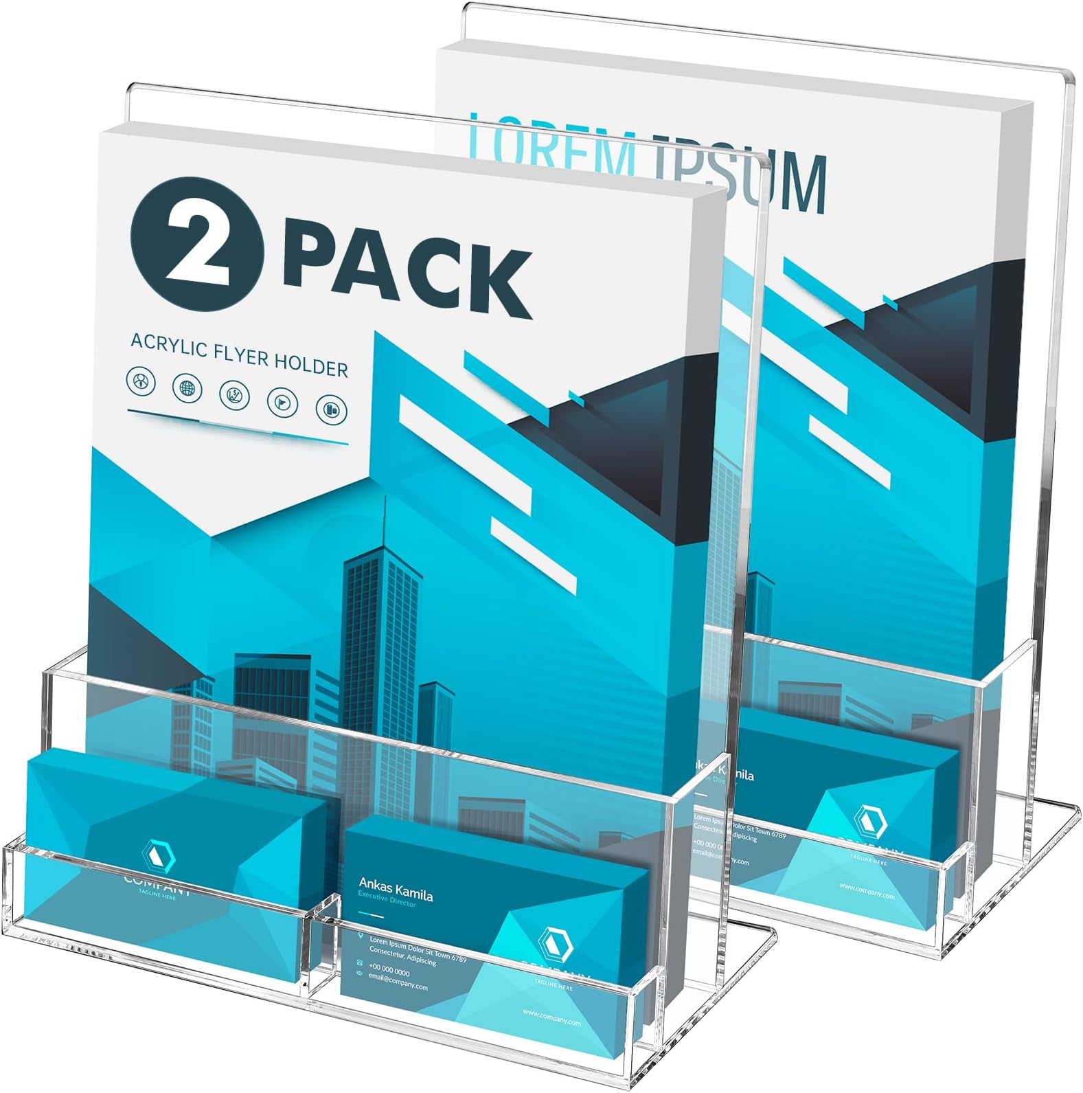 Amazon.com: DOSTATNI 3-Tier Wood Brochure Holder With Business Card ...