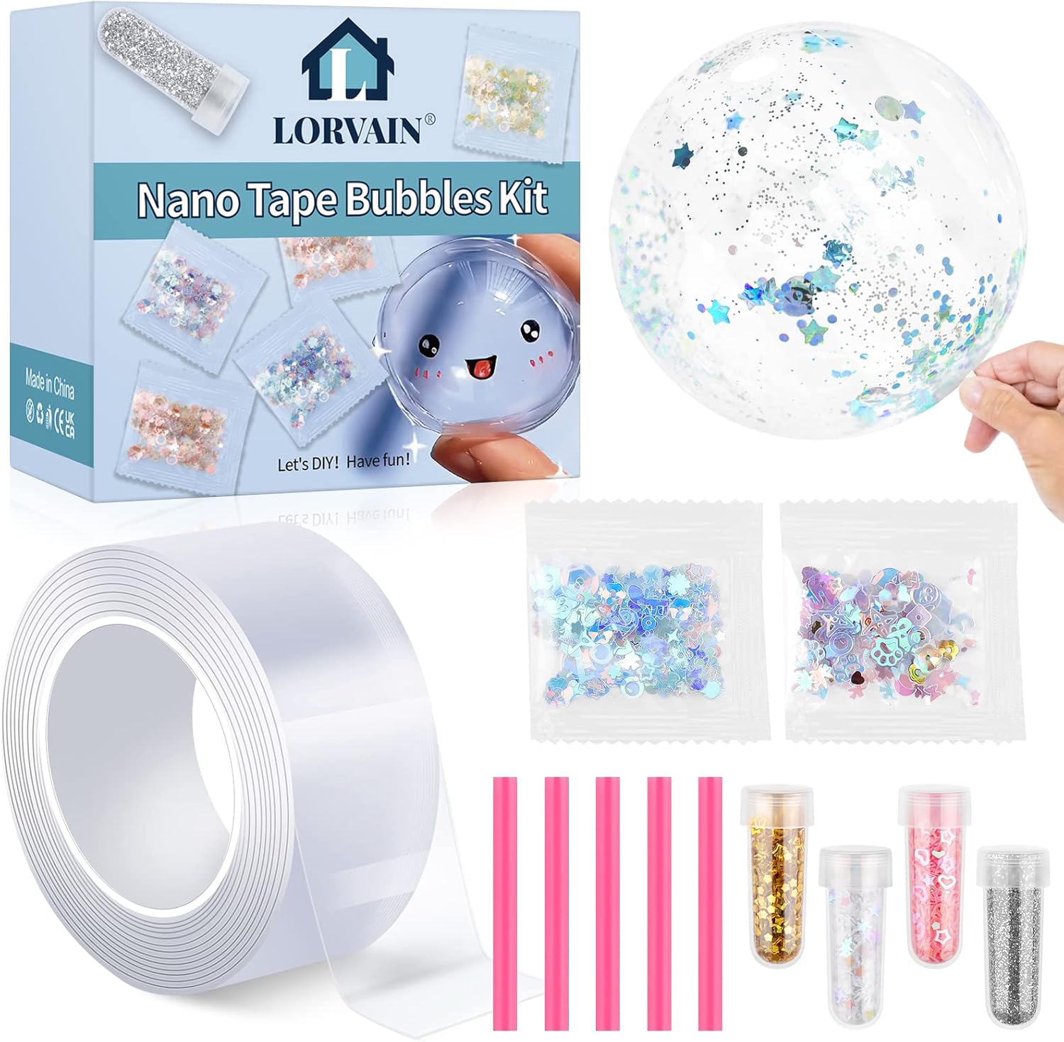 Amazon.com: Lorvain Nano Tape Bubble Kit, 10FT Clear Nano Tape Super Elastic Double Sided Tape ...