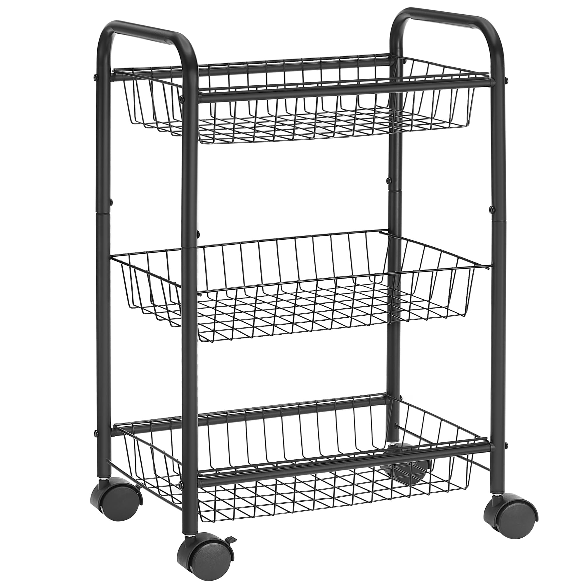 Amazon.com: SONGMICS 3-Tier Metal Rolling Cart on Wheels with Baskets ...