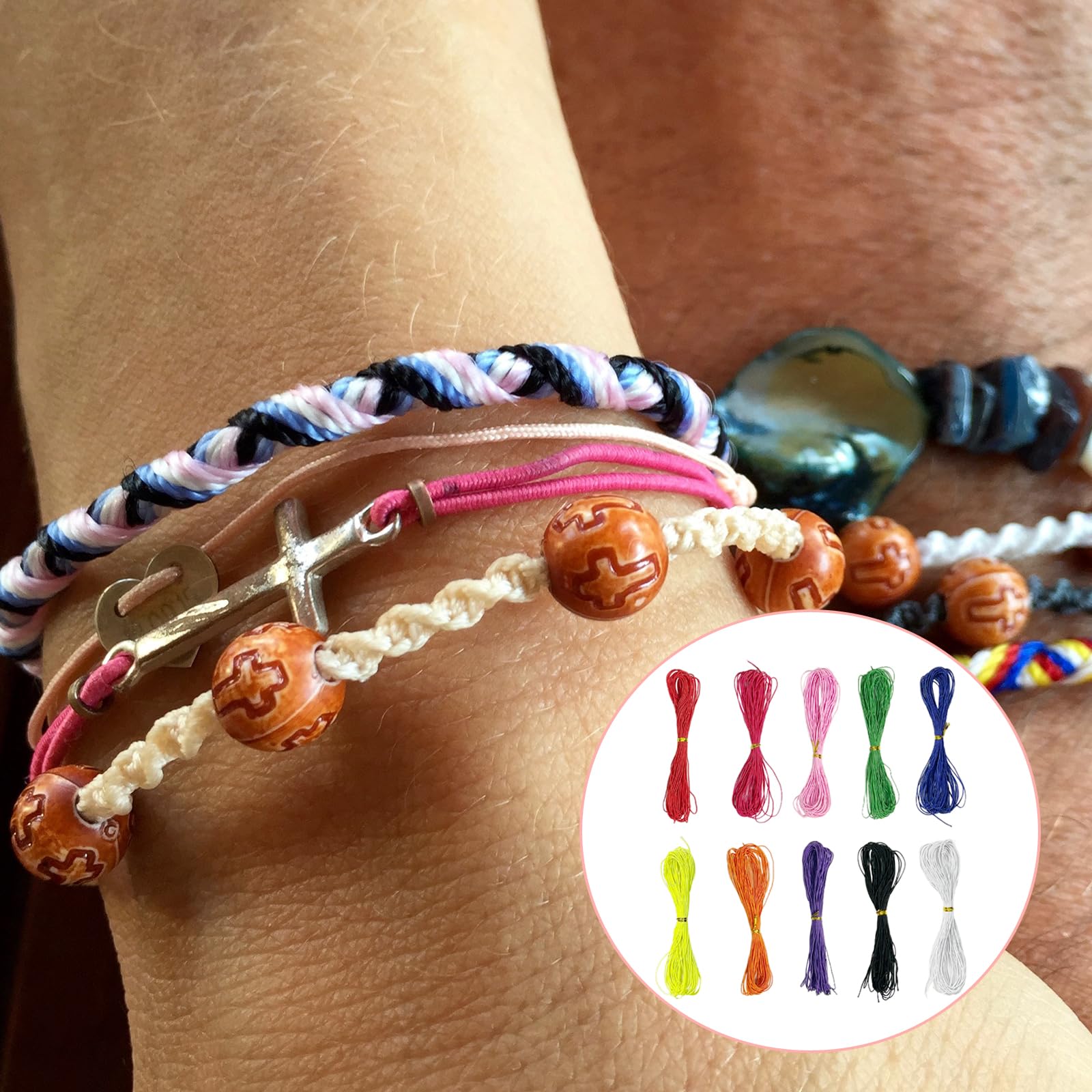 Bliceon Coloured Elastic String, Elastic Cord, 10 Colors Bracelet ...