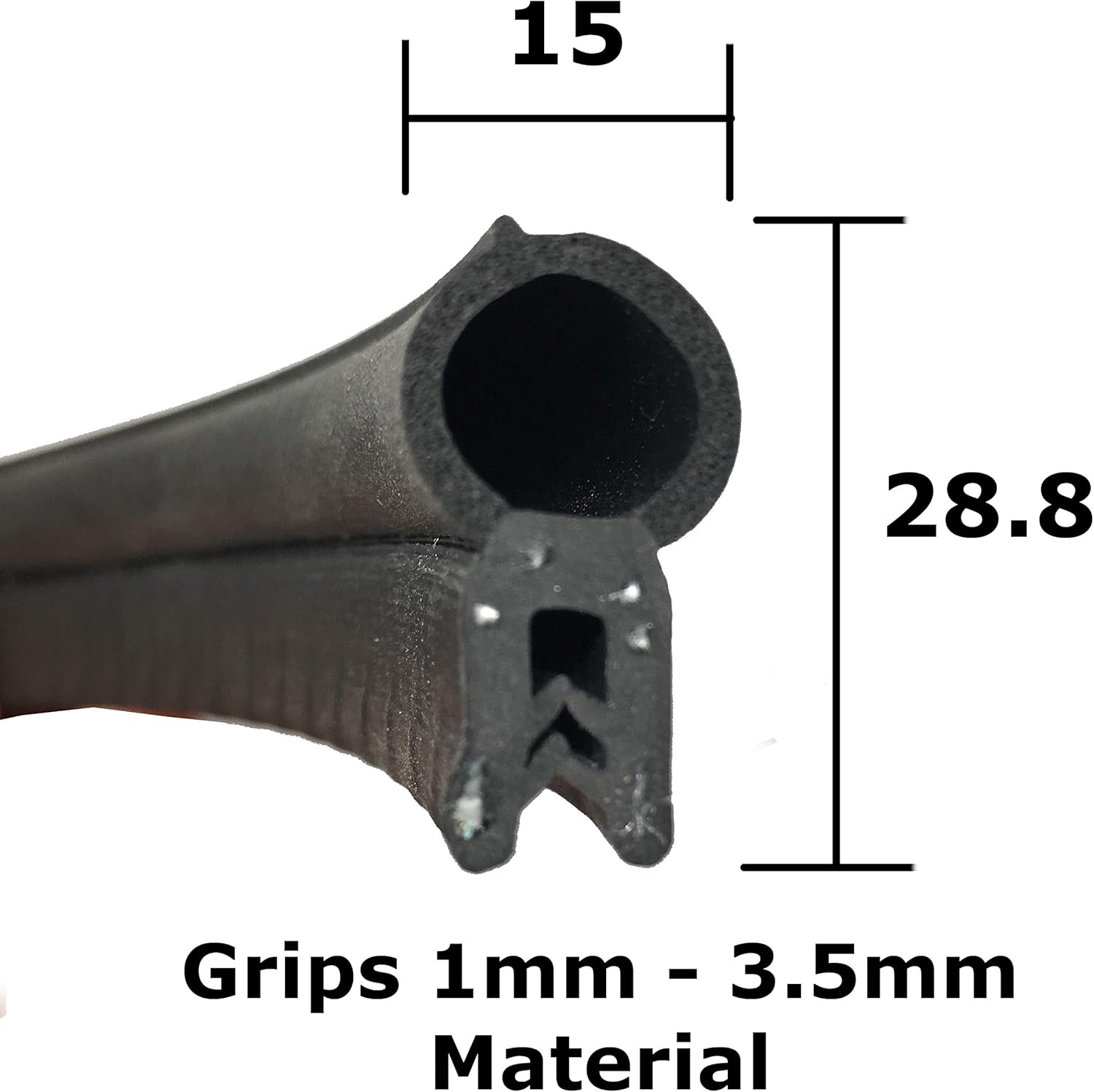 Large Rubber Universal Finned Boot Door Seal Trim 28mm x 15mm : Amazon ...