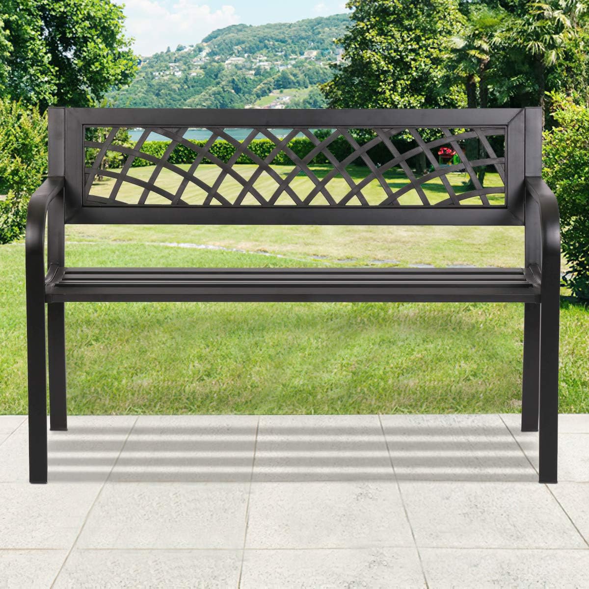 Amazon.com: Garden Bench Patio Bench Outdoor Park Bench Metal Outside ...