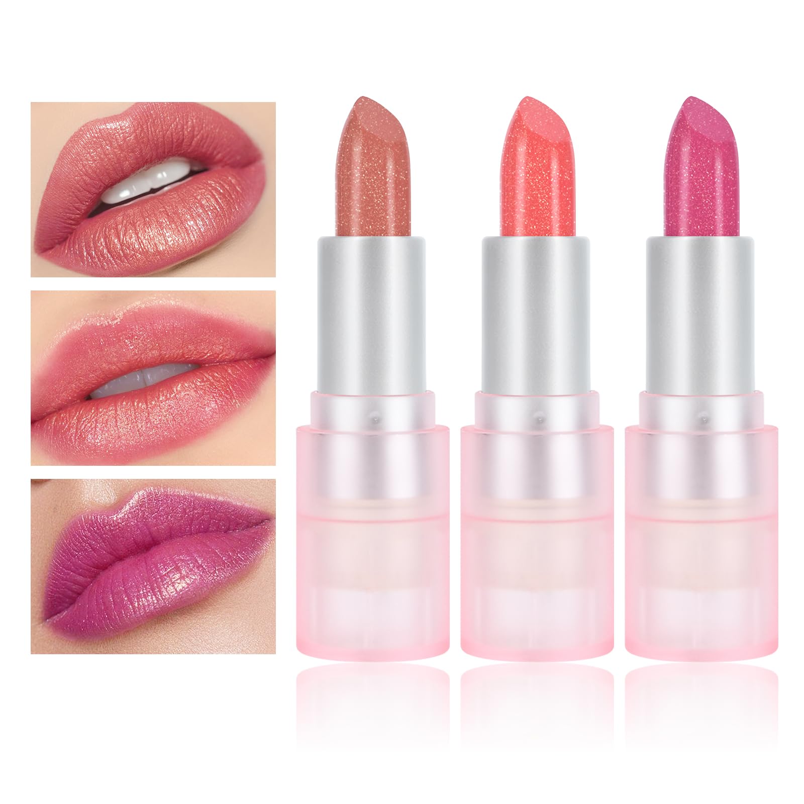 Snapklik.com : 3 Colors Glossy Lipstick, Shimmer Pearl Mermaid Lipstick ...