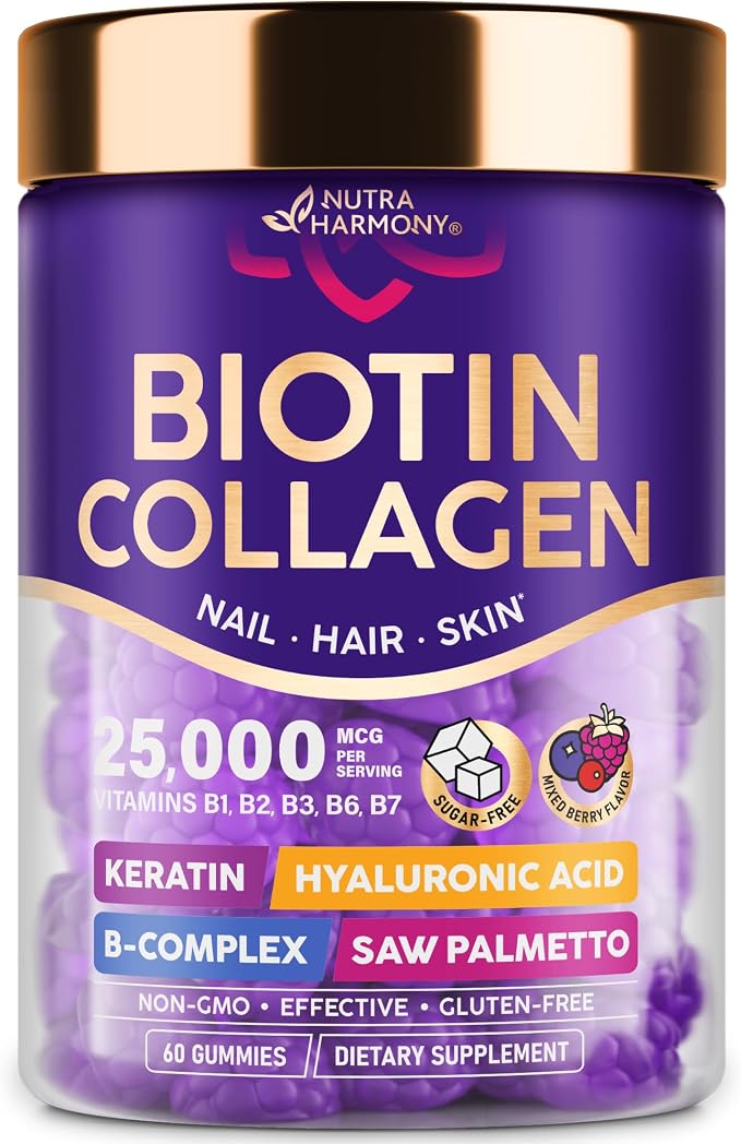 Amazon.com: NUTRAHARMONY Biotin Collagen Gummies - 60 Count : Health ...