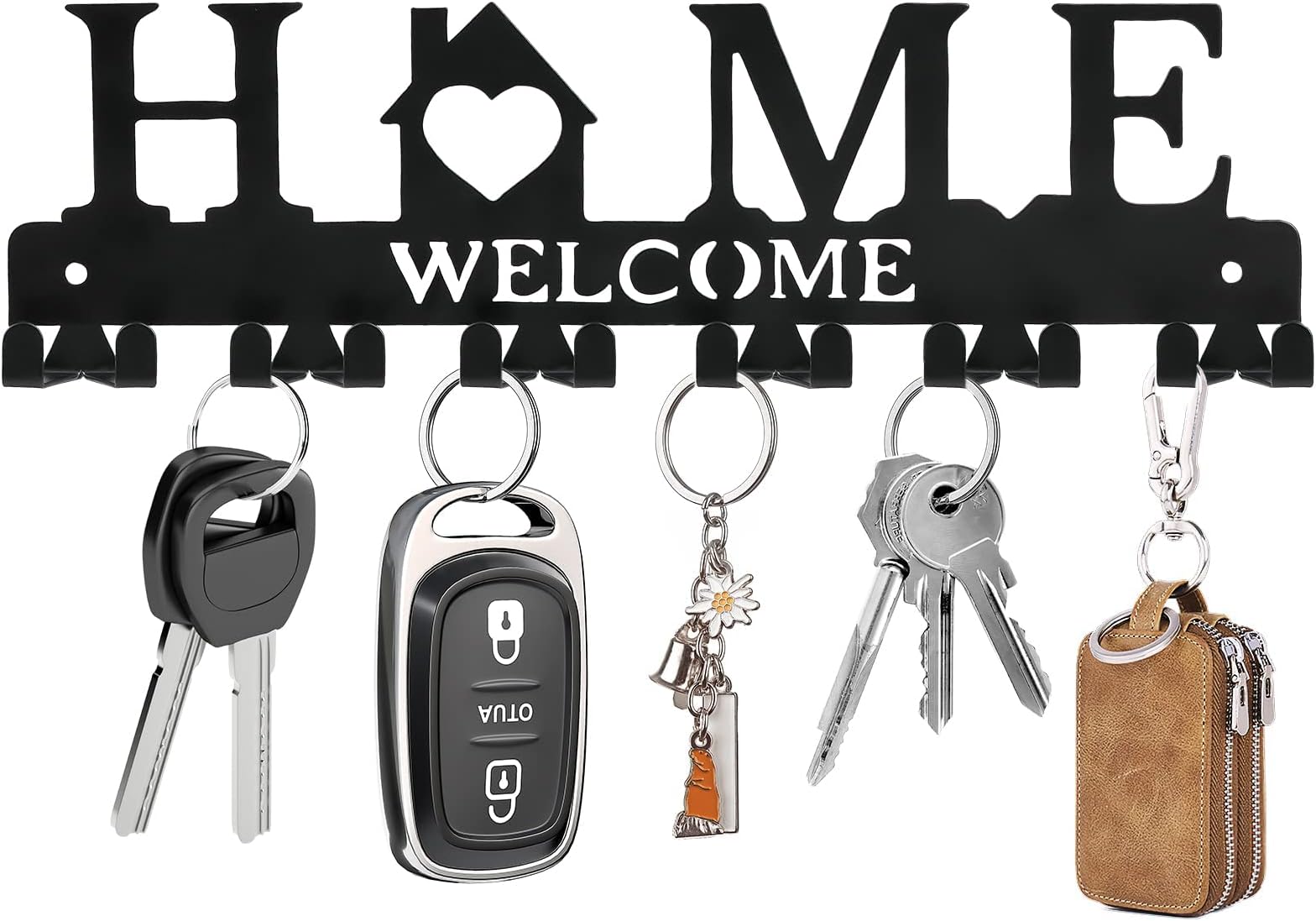 Amazon.com: RESOVO Key Holder Wall Mount with 6 Metal Hooks, Entryway ...