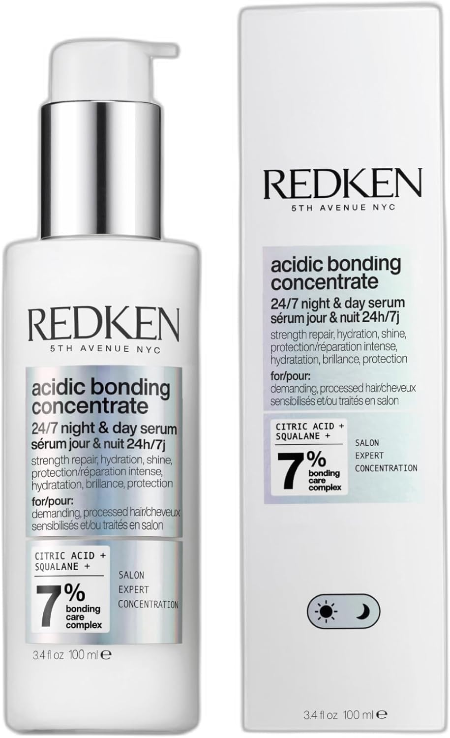 Redken Acidic Bonding Concentrate 24/7 Night and Day Hair Serum, Repairs & Strengthens, Bond ...