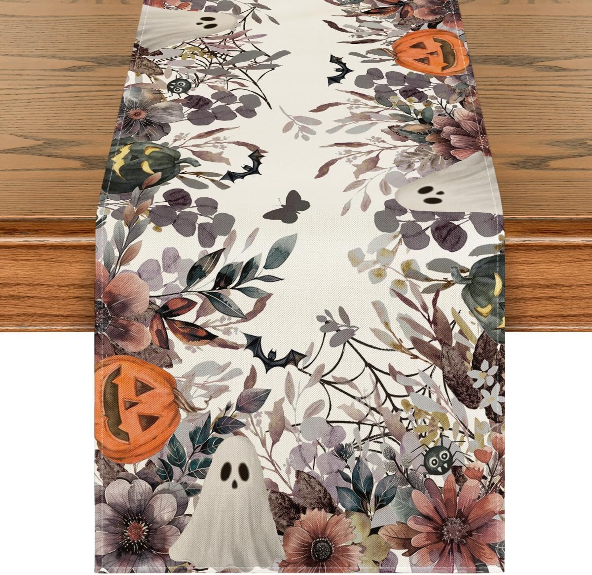 Amazon.com: Halloween Table Runner Cute Ghost Spooky Boo Black Runners ...