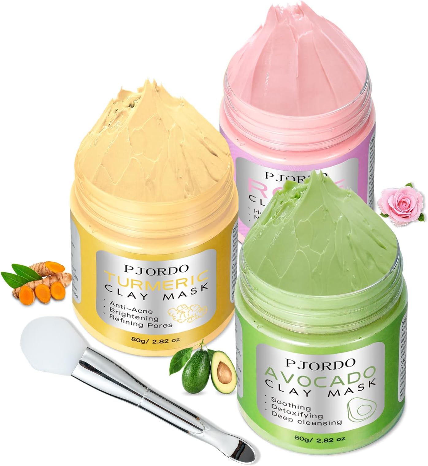 Amazon.com: Pjordo Clay Mask Kit, Turmeric Vitamin C Clay Mask, Avocado ...