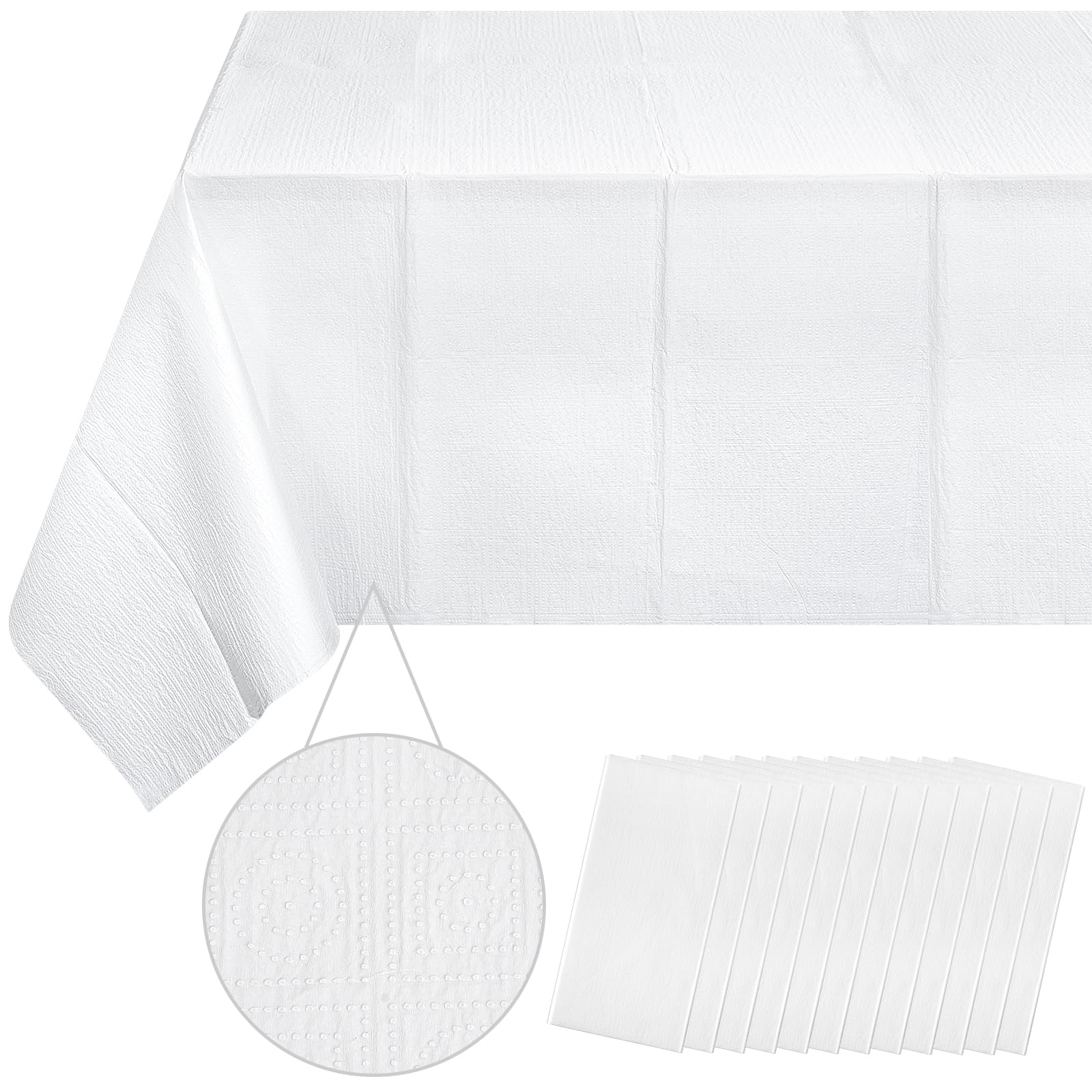 Amazon.com: 12 Pack White Paper Tablecloths for Rectangle Tables, 3 Ply ...
