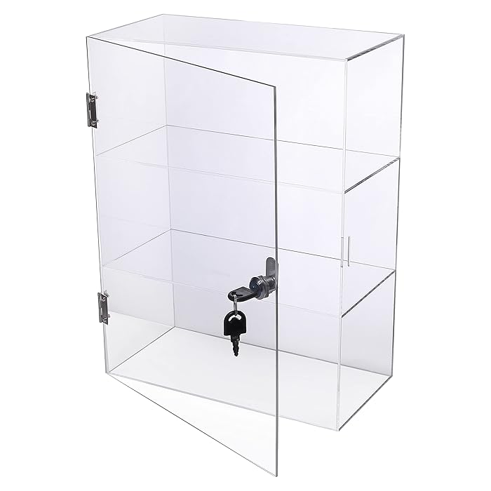 Buy Choowin 3-Shelf Clear Acrylic Display Case with Lock,Lockable ...